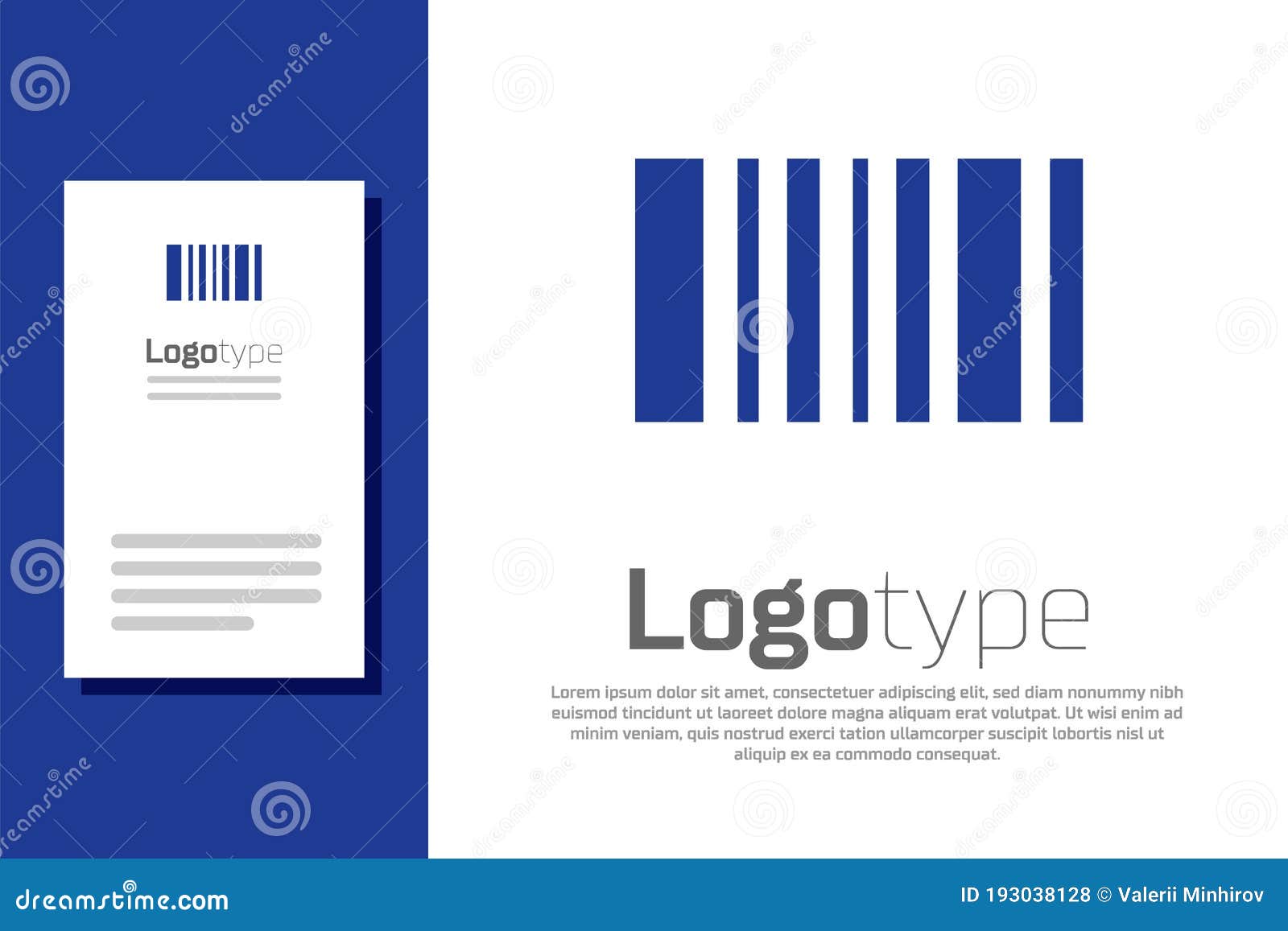 Blue Barcode Icon Isolated on White Background. Logo Design Template ...