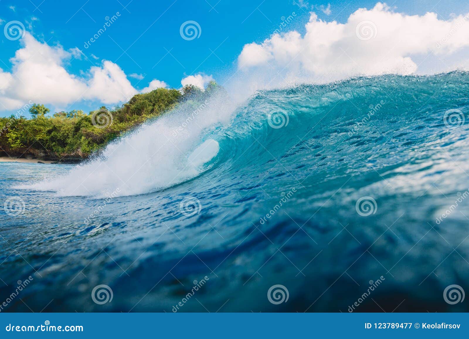 Blue Barrel Wave in Ocean. Wave and Sky in Bali Stock Image - Image of ...