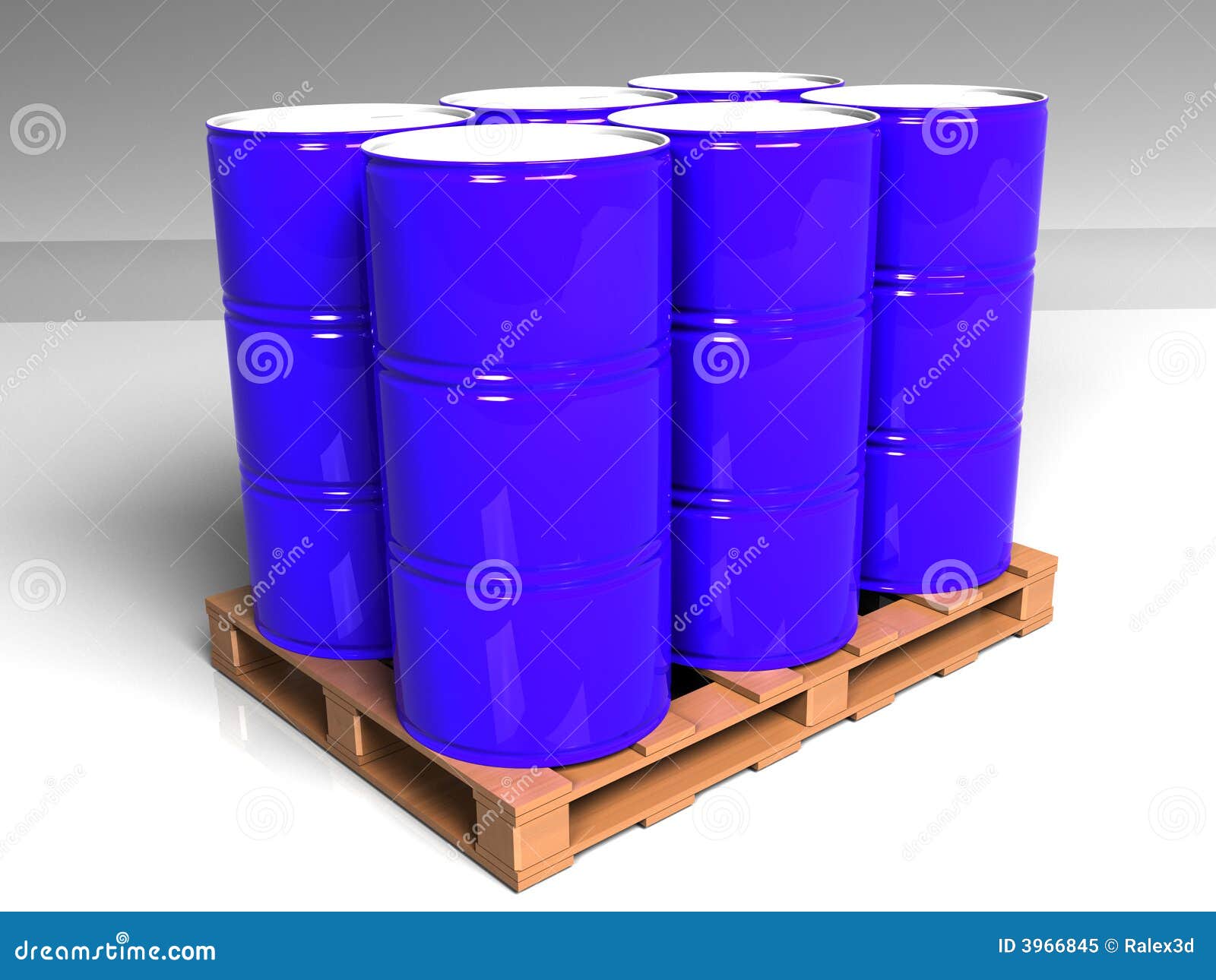 Blue barrels on the pallet stock illustration. Illustration of gallon ...