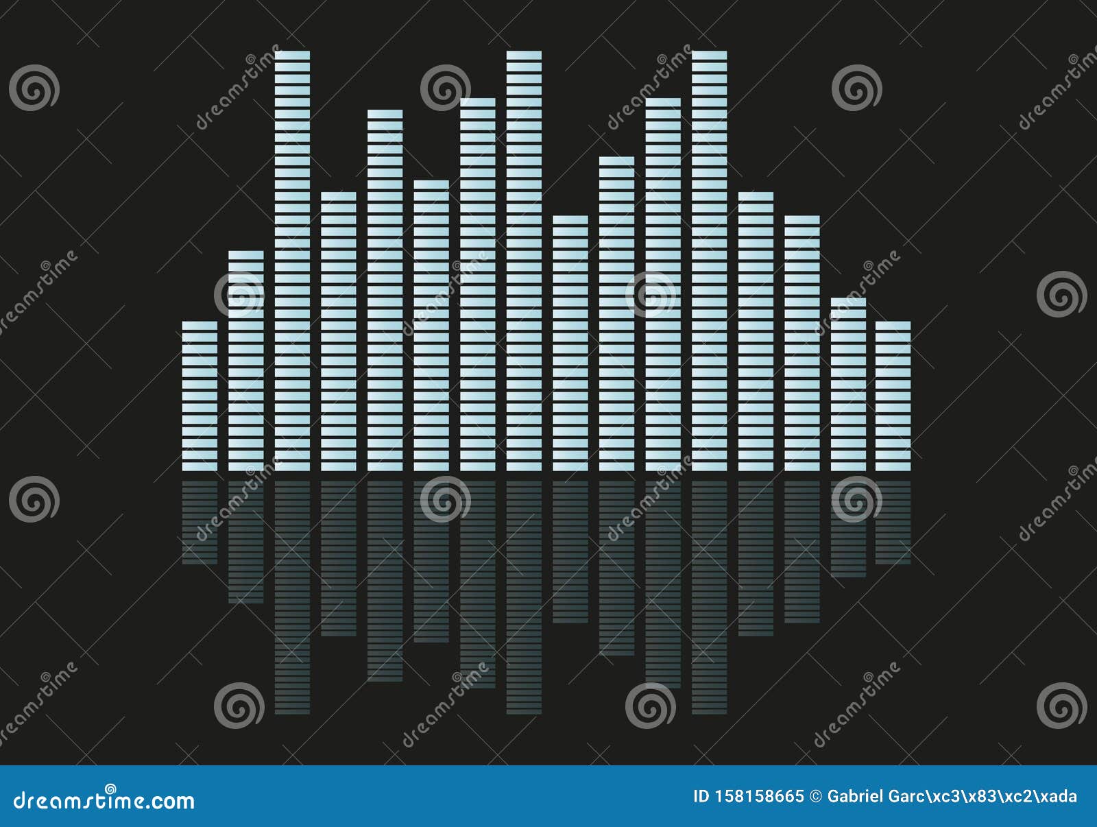 Blue bars of audio volume. stock illustration. Illustration of blue ...