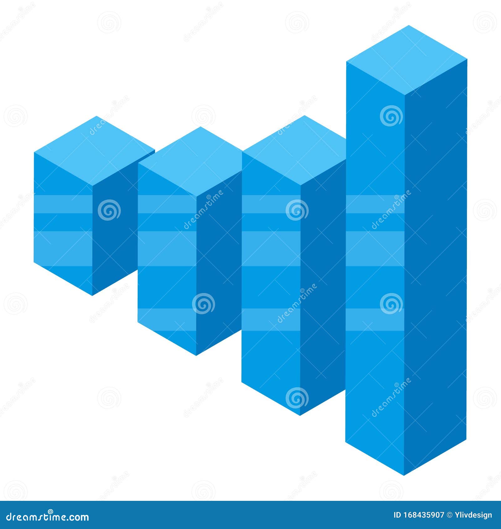 Blue Bars Graph Icon, Isometric Style Stock Vector - Illustration of ...