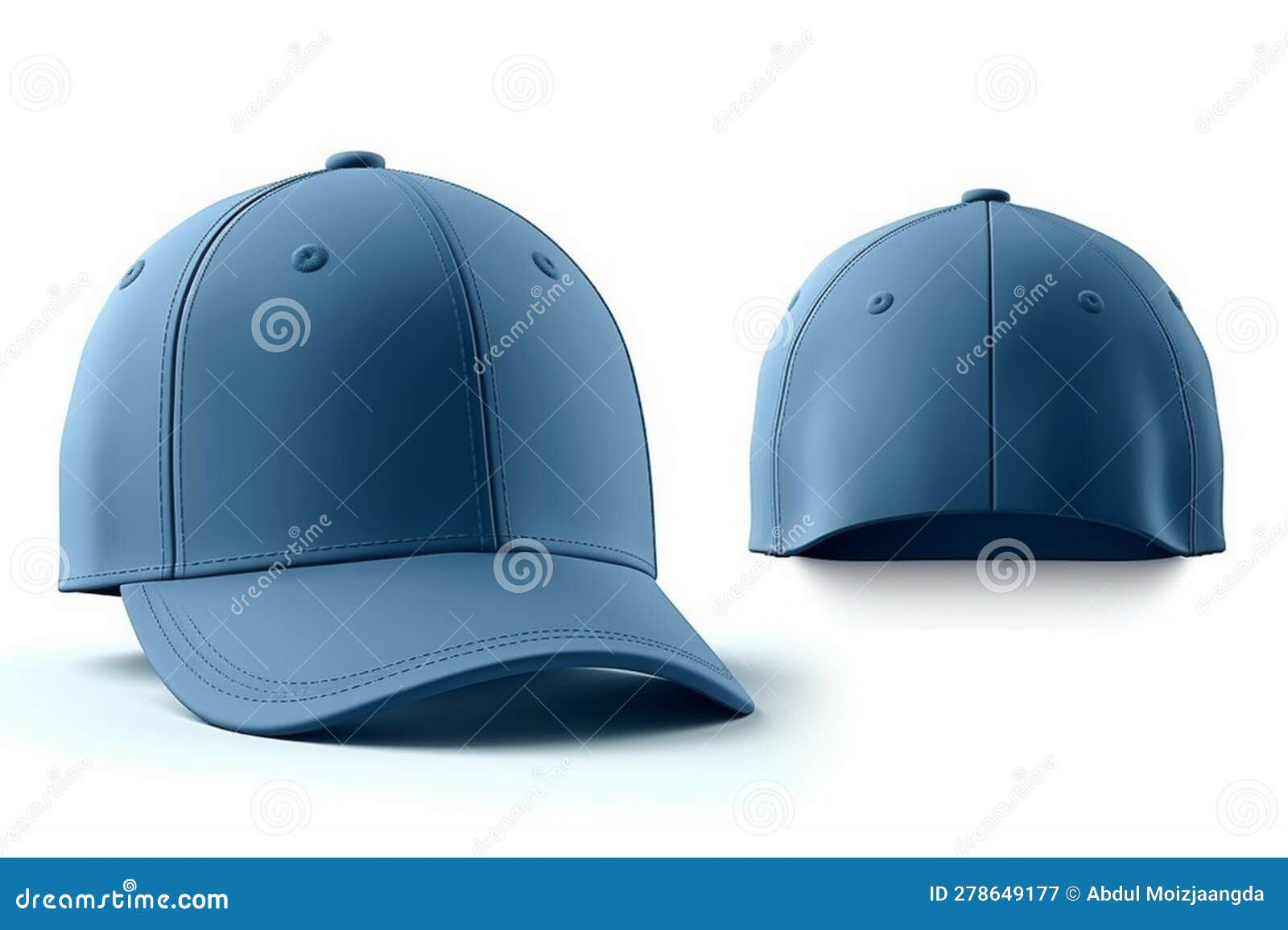 Blue Baseball Cap in Angles View Front and Back. Mockup Baseball Cap ...