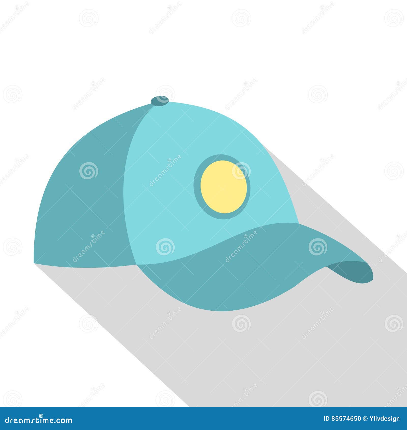 Blue Baseball Cap Icon, Flat Style Stock Vector - Illustration of ...