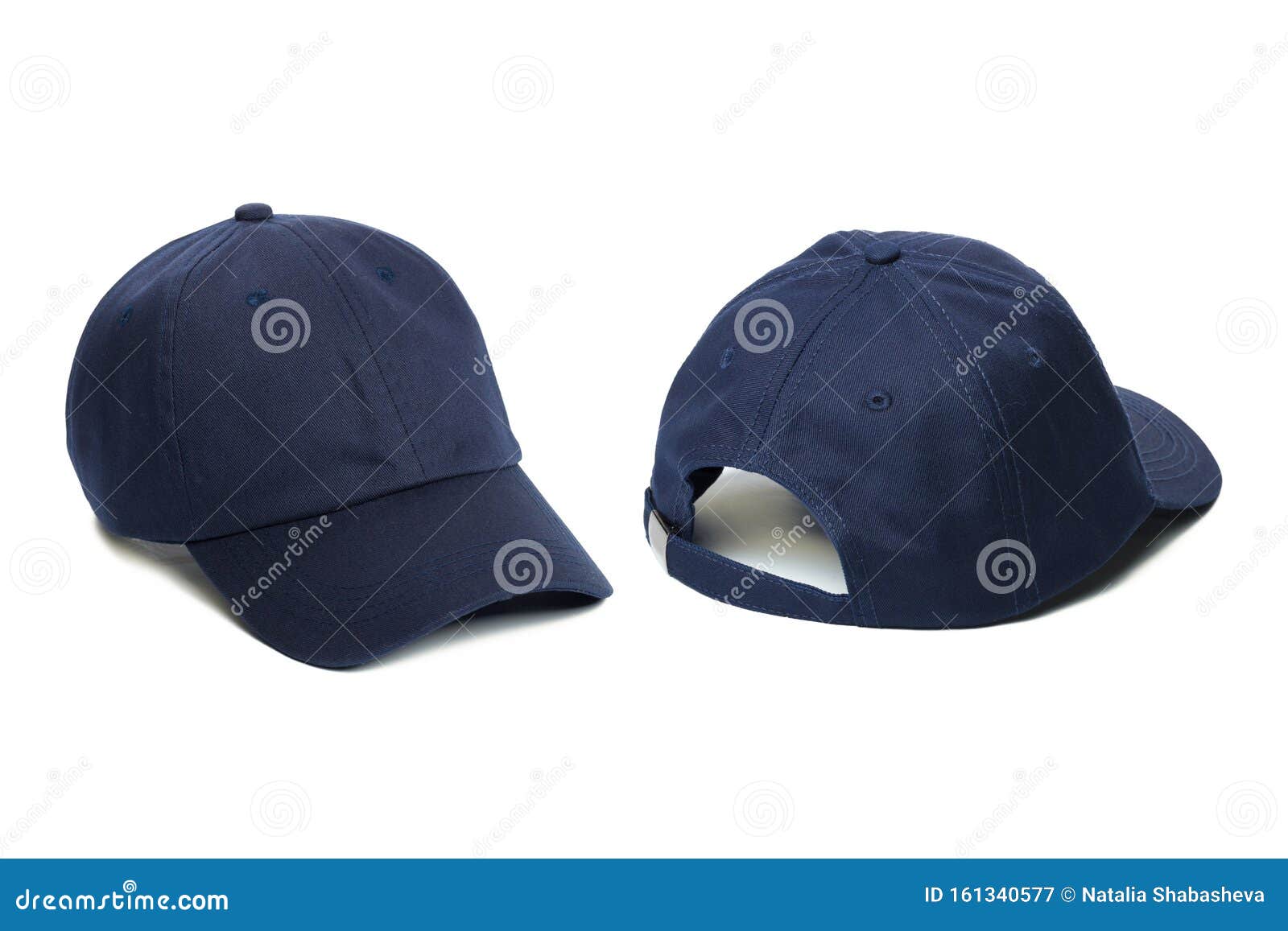 Blue Baseball Cap Isolated on White Background. Front and Back View ...