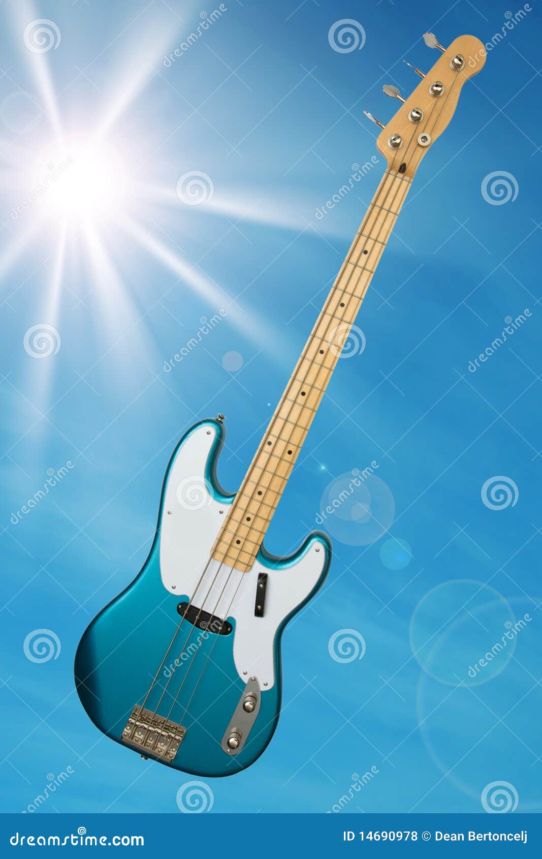 Blue bass guitar stock photo. Image of musical, electric - 14690978