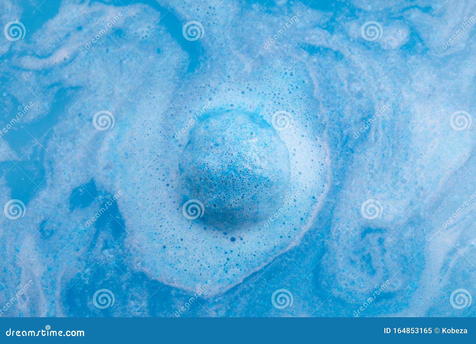 Blue Bath Bomb Foaming in Water Stock Image - Image of fizzy, foam ...