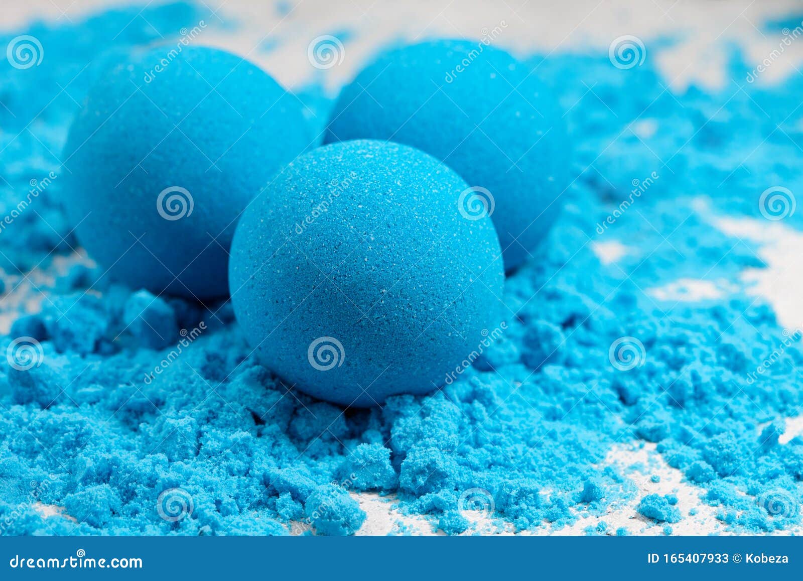 Blue Bath Bombs on Dry Mixture Stock Image - Image of blue, natural ...