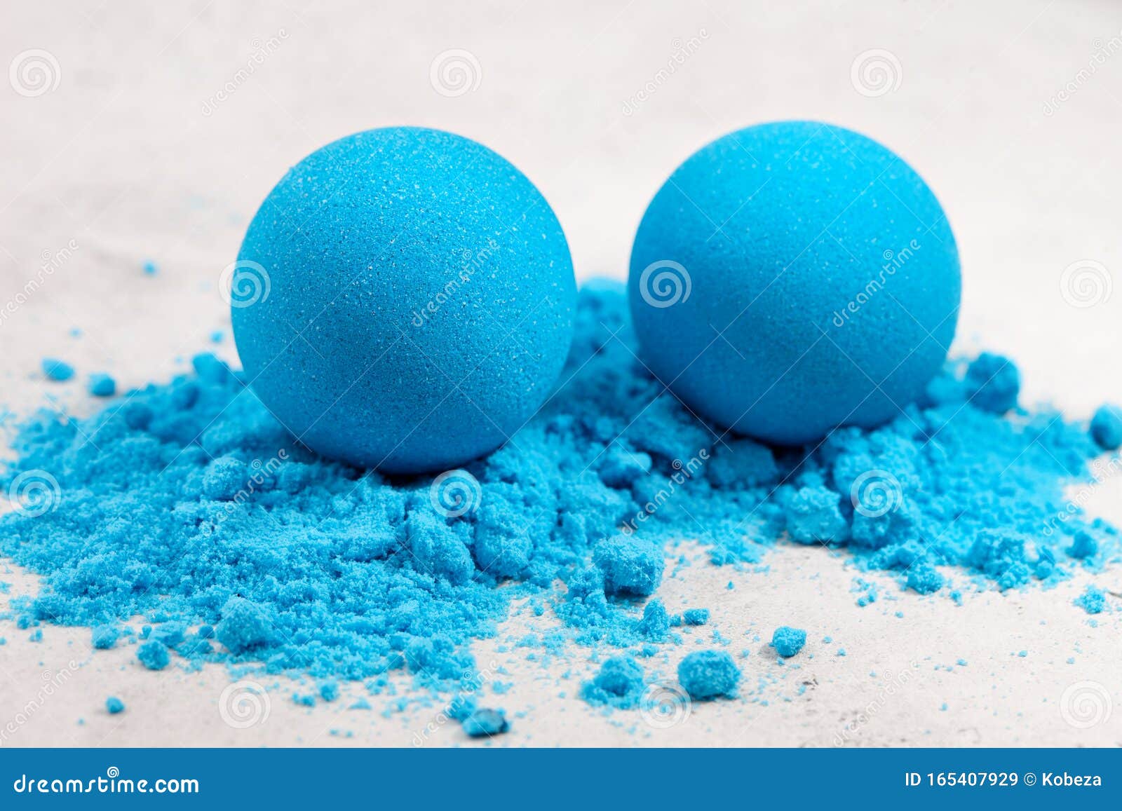 Blue Bath Bombs on White Tabletop Stock Image - Image of ingredient ...
