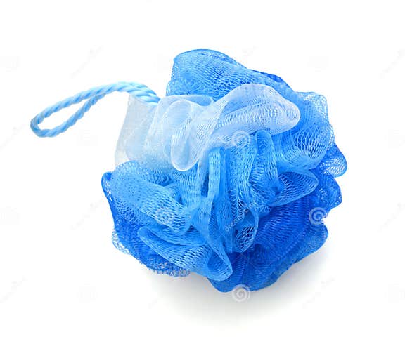 Blue bath puff stock photo. Image of cleanse, background - 66857416