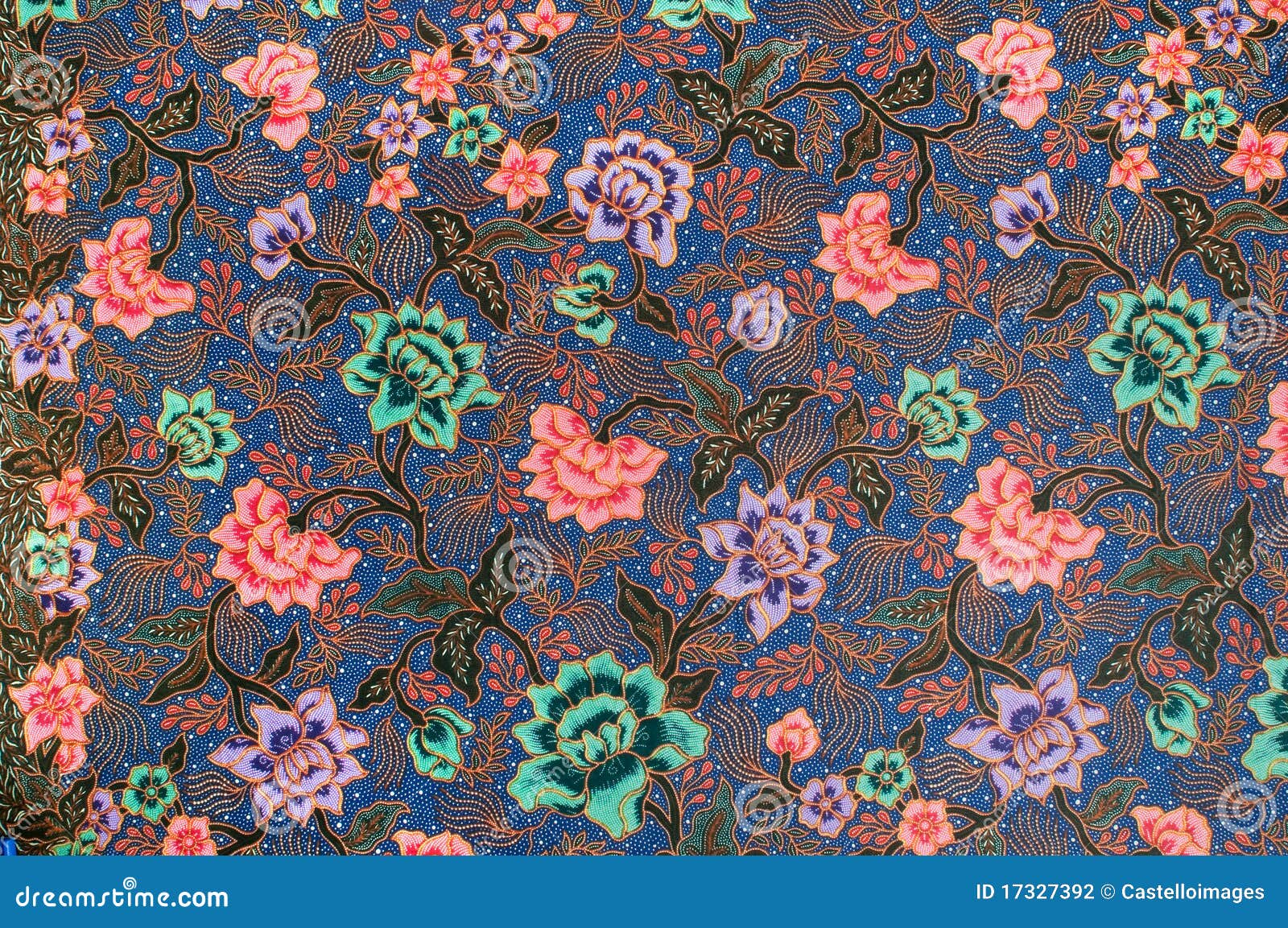 Blue Batik stock photo. Image of flowers, background - 17327392