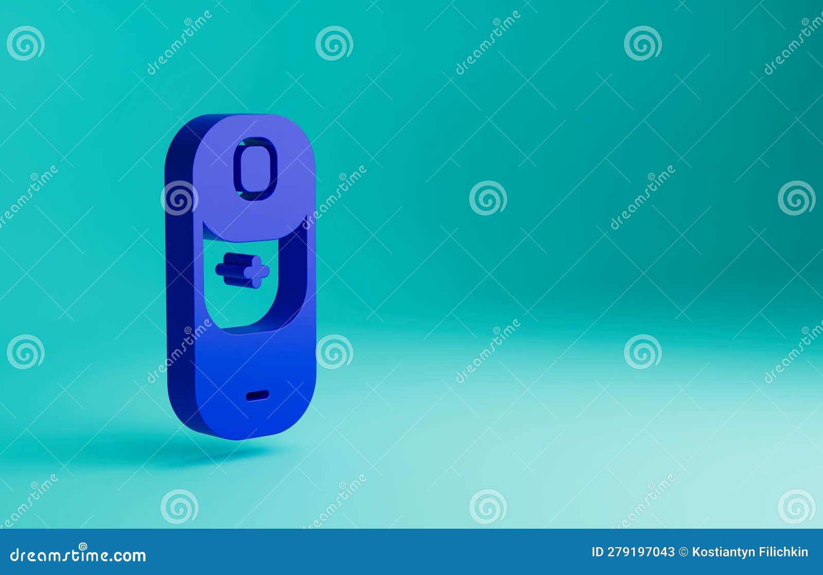 Blue Battery Charge Level Indicator Icon Isolated on Blue Background ...