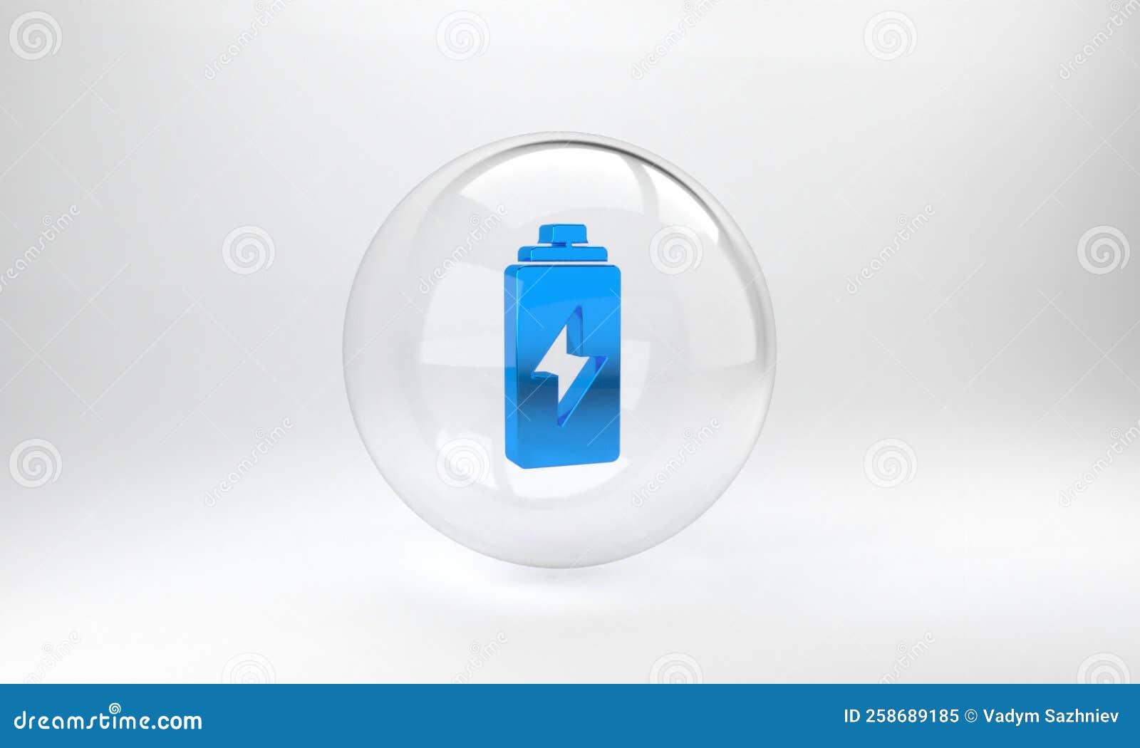Blue Battery Icon Isolated on Grey Background. Lightning Bolt Symbol ...