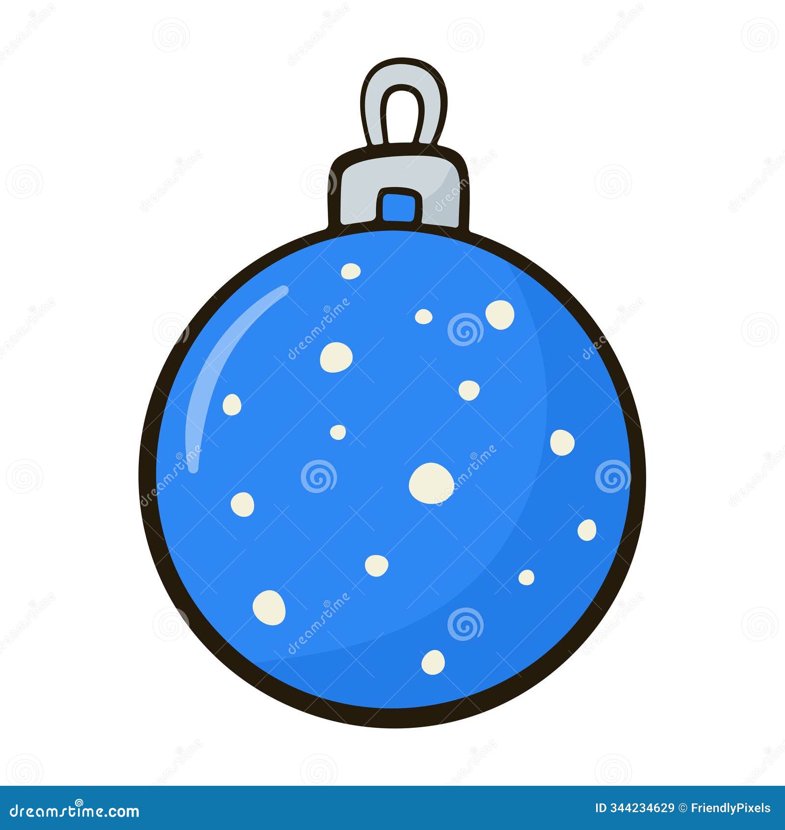 Blue Bauble with Dot Pattern. Cartoon Illustration Stock Vector ...