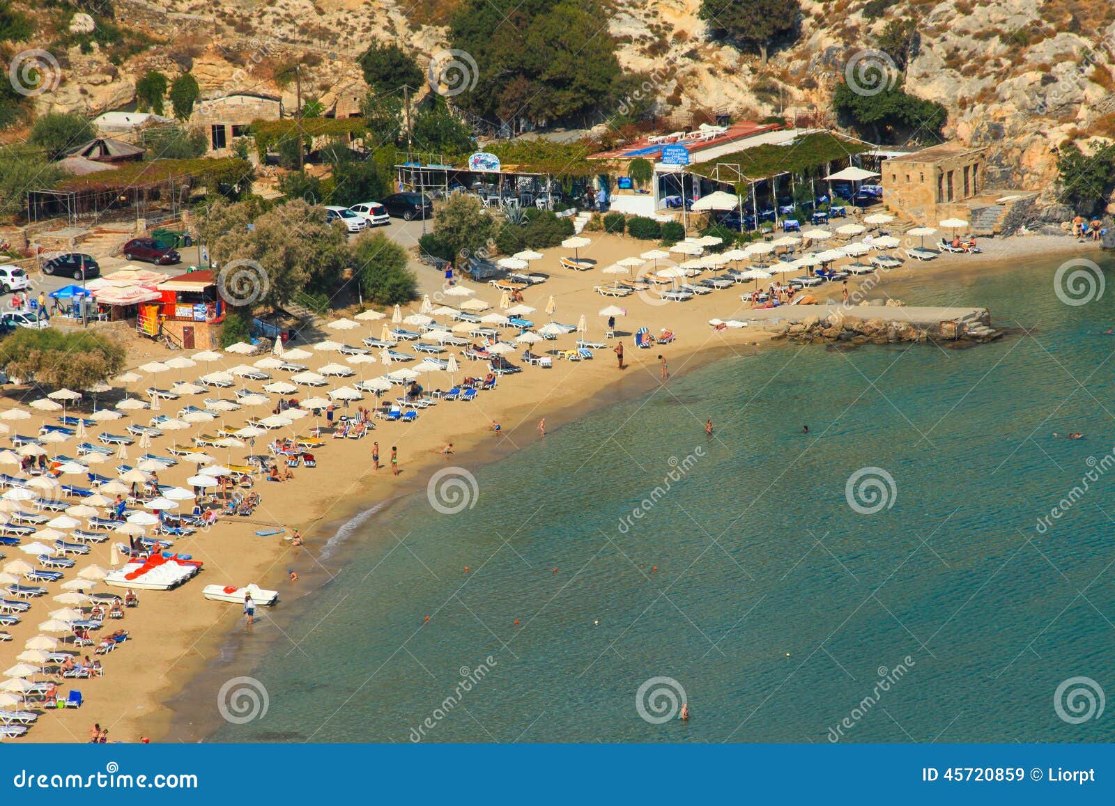 Blue Bay of Lindos, Rhodes. Editorial Stock Image - Image of water ...