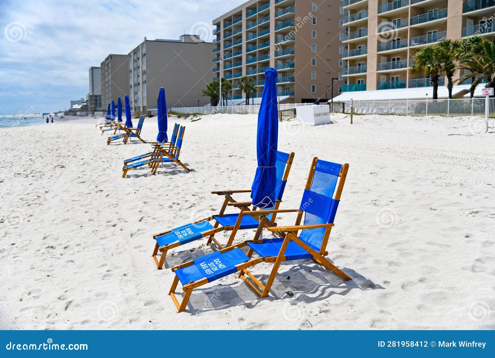 Blue Beach Chairs with Umbrella on Gulf Shores Beach Stock Photo ...