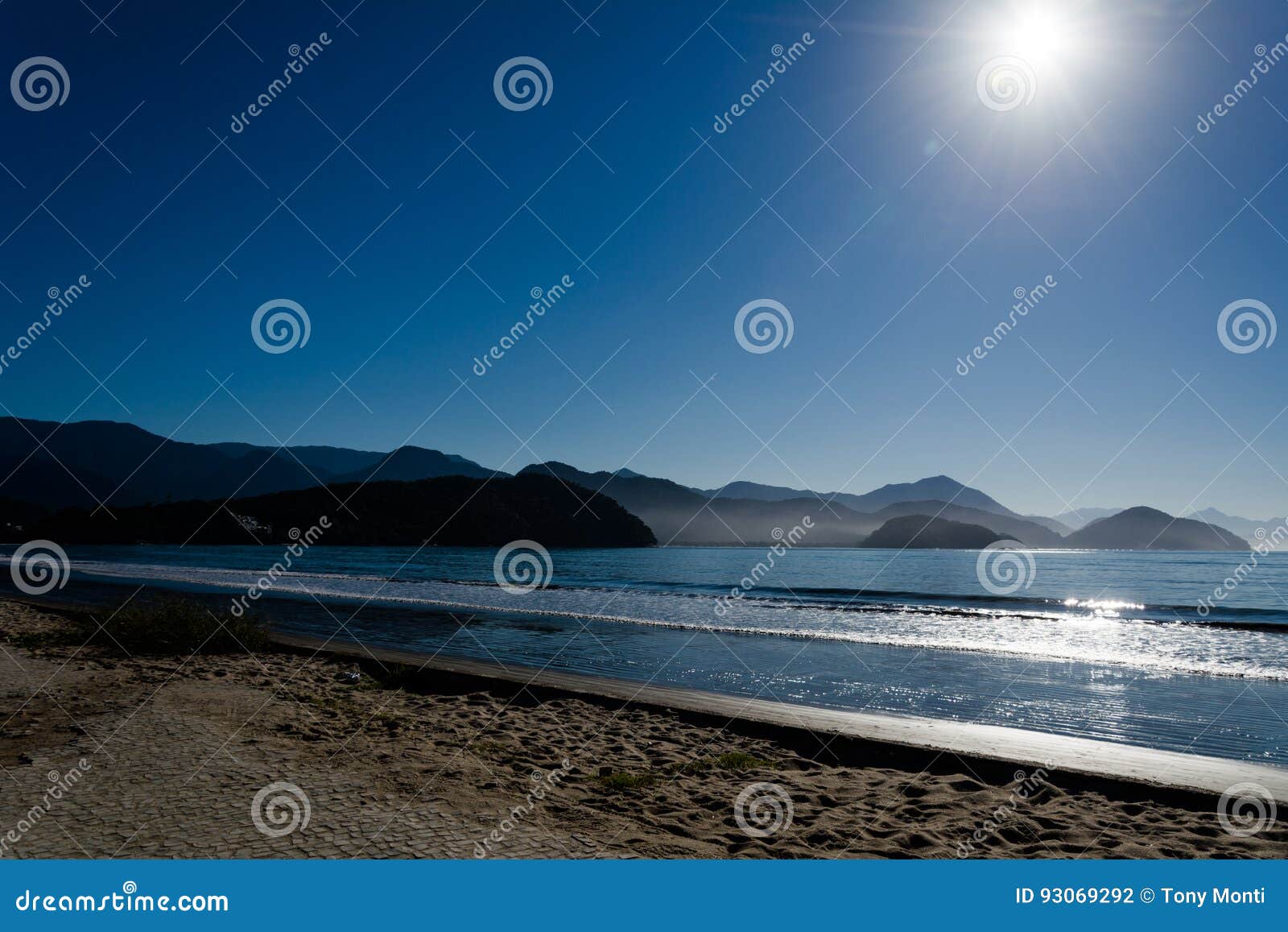 Blue Beach Under a Blue Sky Stock Photo - Image of praia, brazil: 93069292