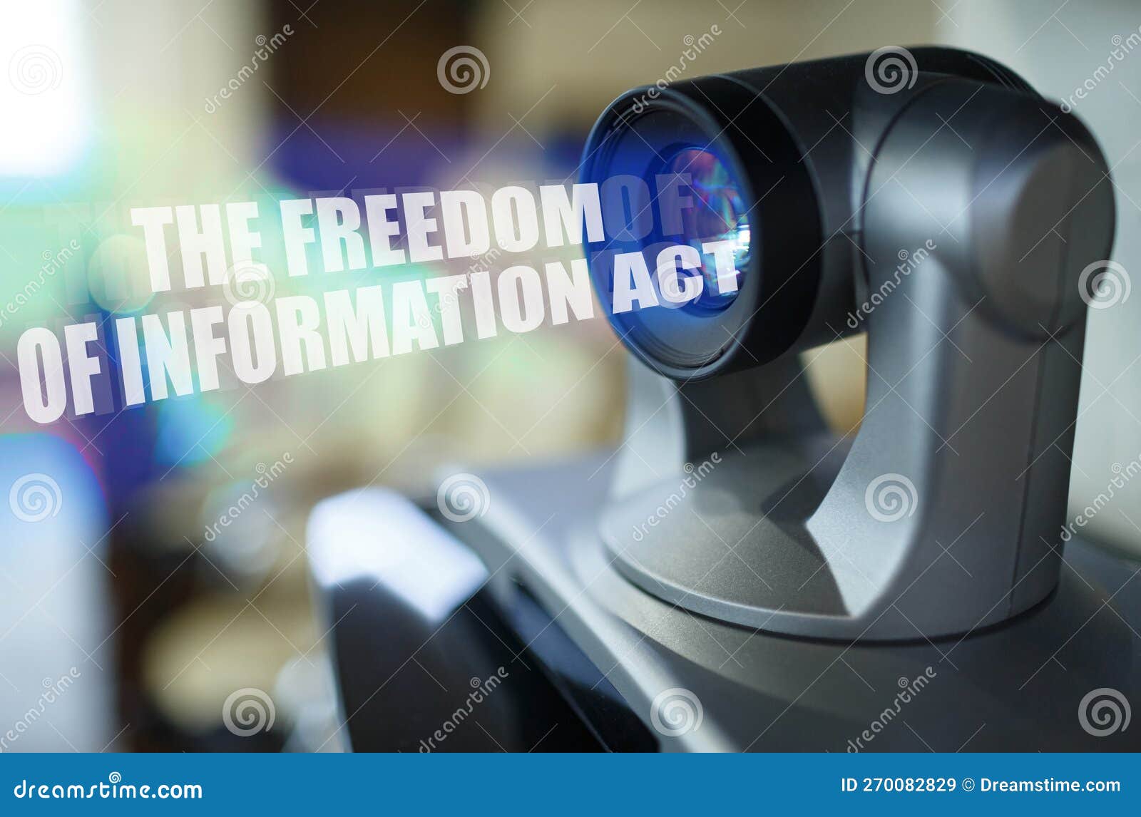 A Blue Beam Glows from the Projector Inside Which is the Inscription - the FREEDOM of ...