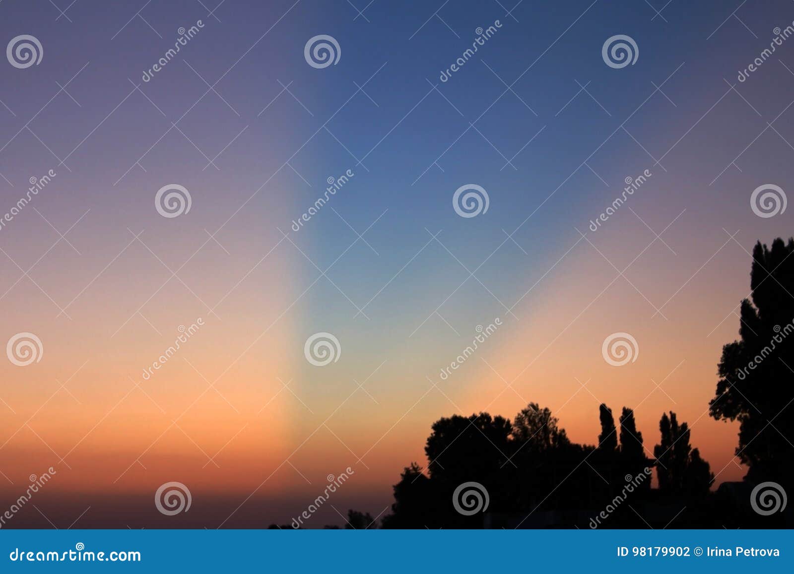 Blue Beam in the Sky at Sunset Stock Photo - Image of awesome, igniting ...