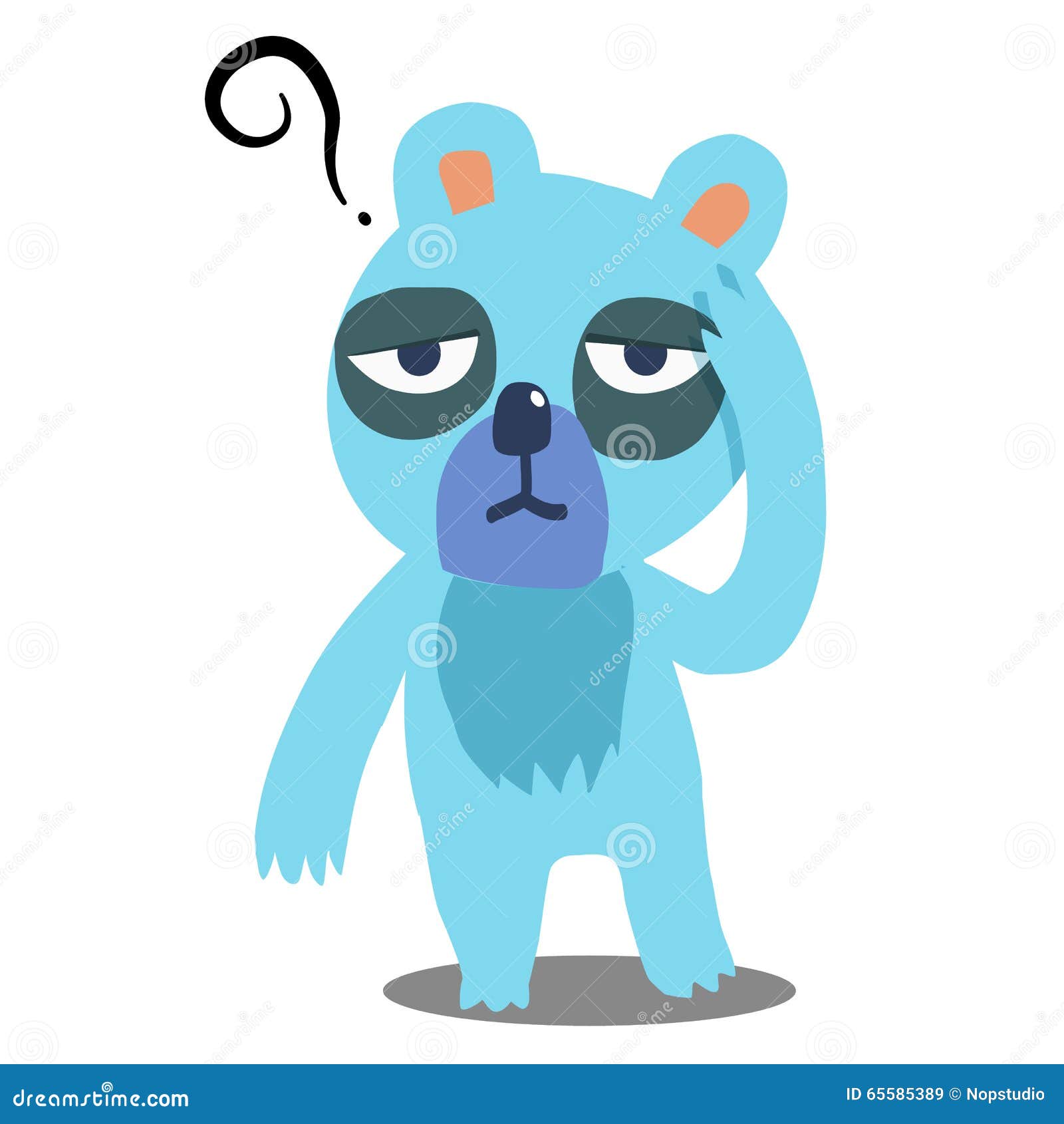Blue bear have a headache stock vector. Illustration of angle - 65585389