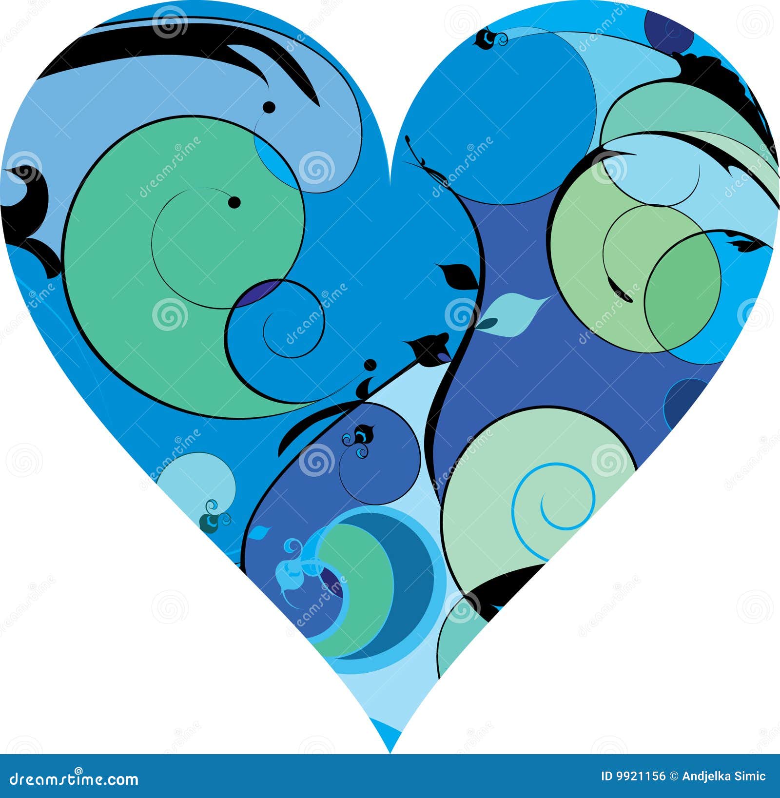 Blue Beautiful Decorative Heart Stock Vector - Illustration of ...