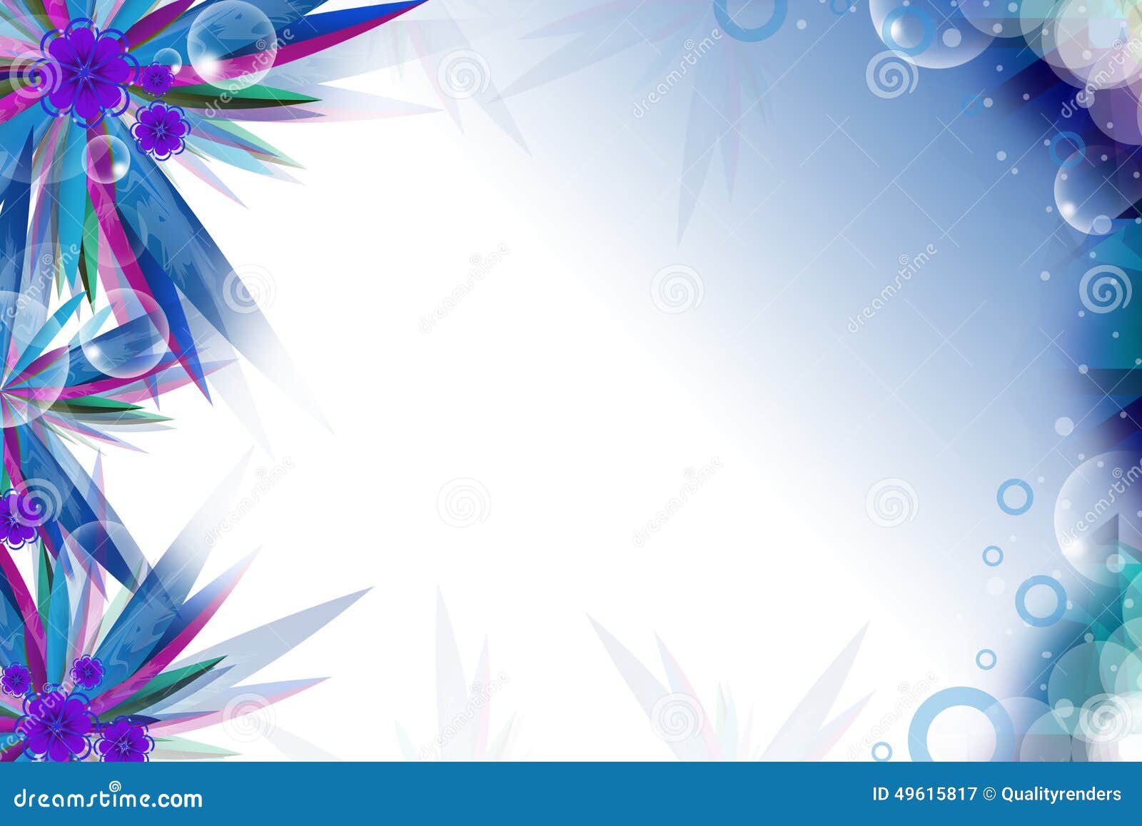 Blue Beautiful Flower on Left Side, Abstract Background Stock ...