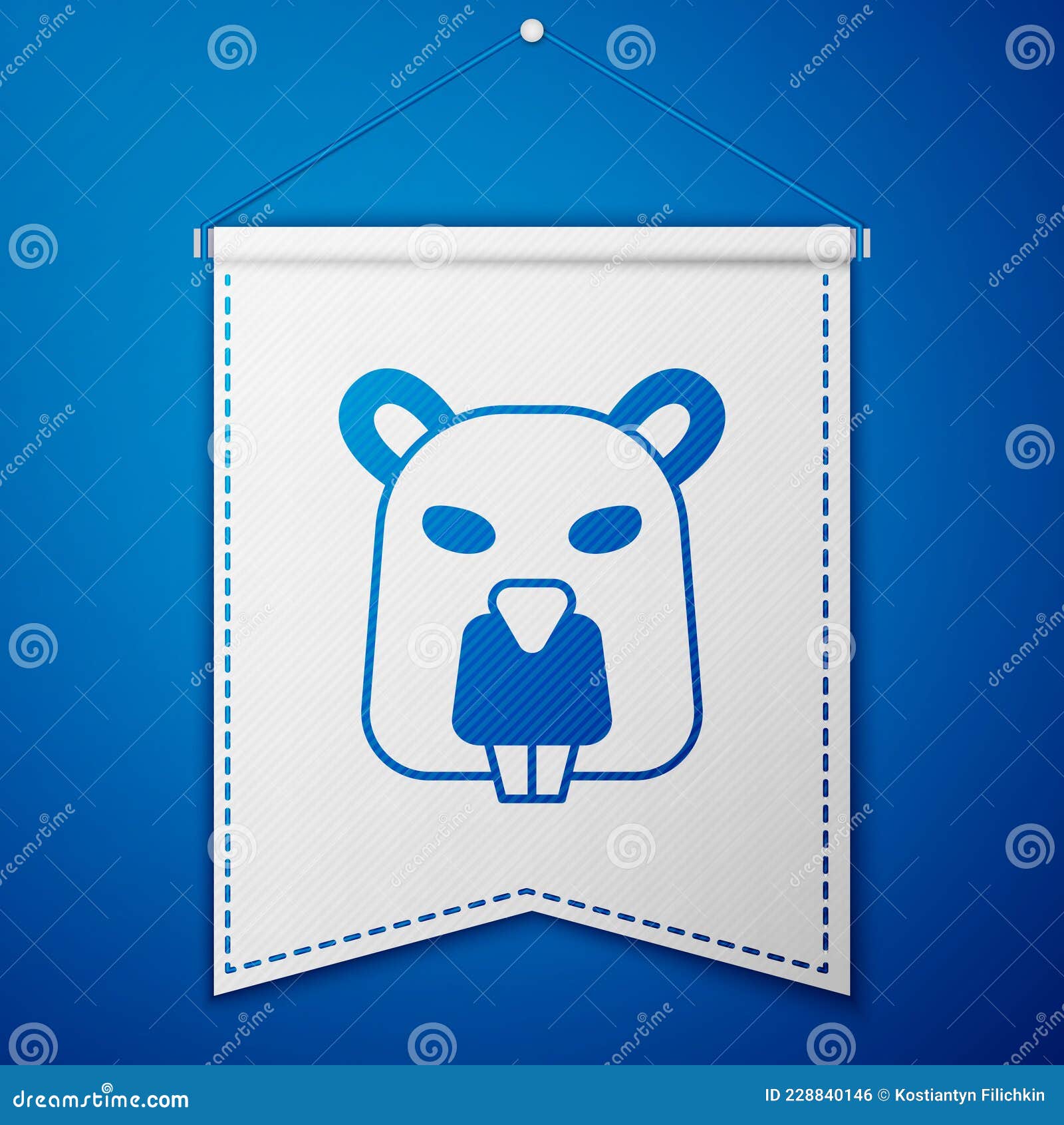 Blue Beaver Animal Icon Isolated on Blue Background. White Pennant ...