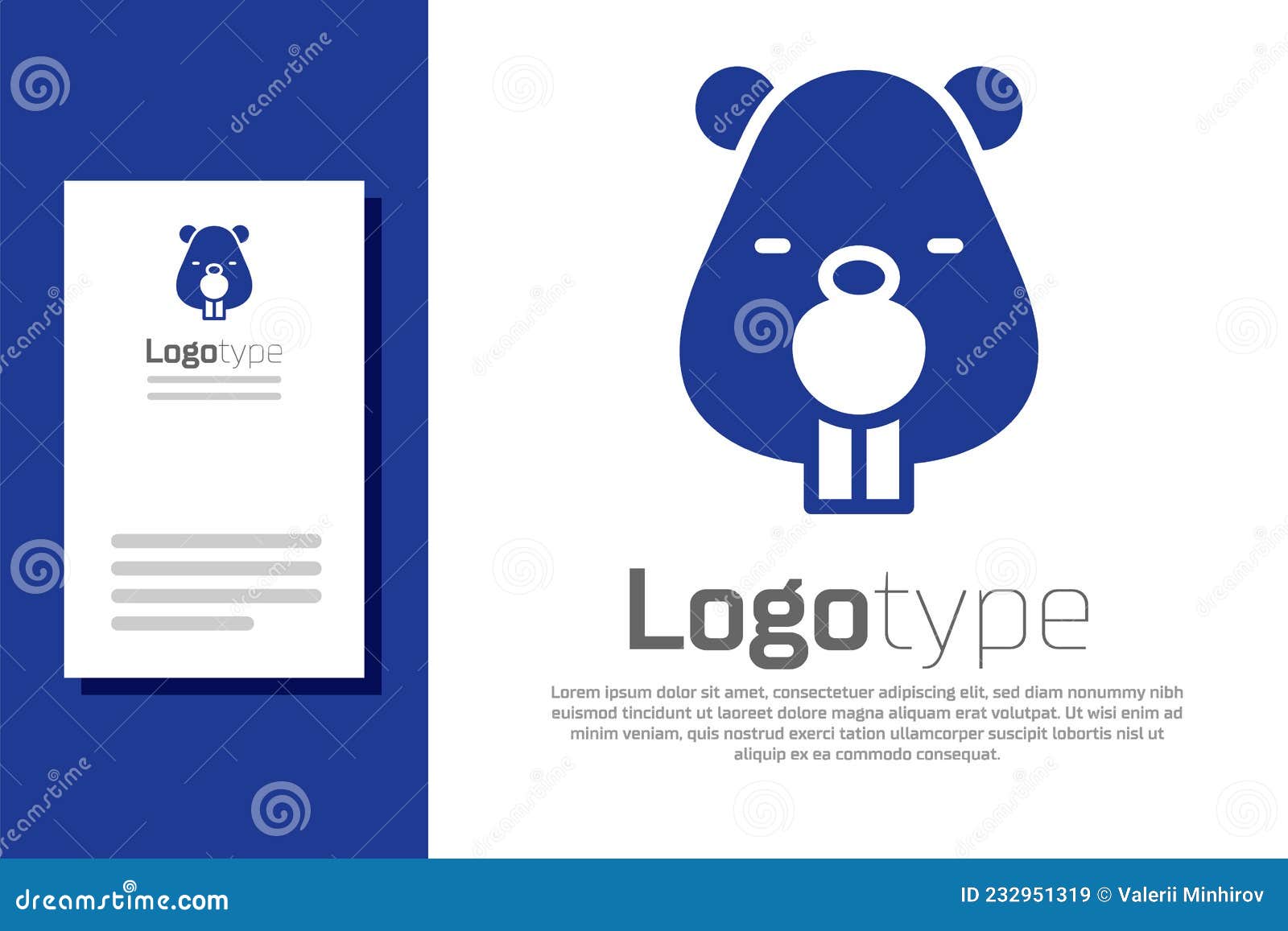 Blue Beaver Animal Icon Isolated on White Background. Logo Design ...