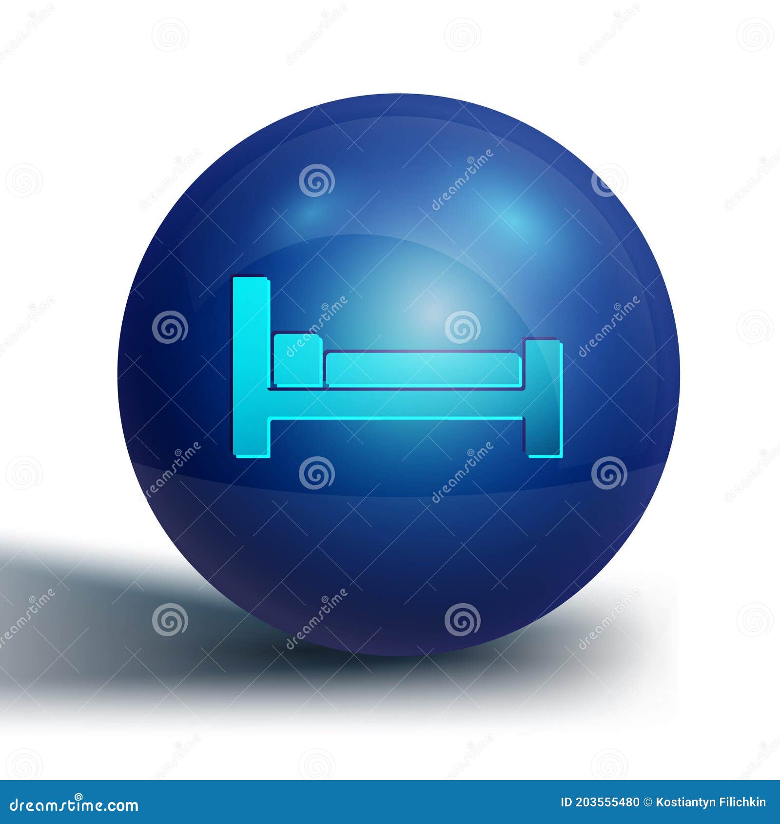 Blue Bed Icon Isolated on White Background. Blue Circle Button Stock ...