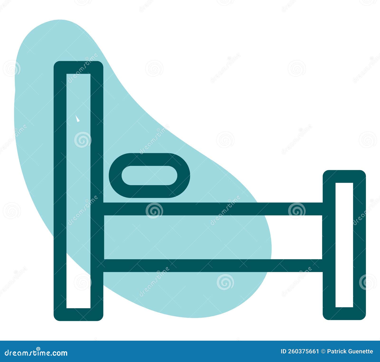 Blue bed, icon stock vector. Illustration of white, symbol - 260375661