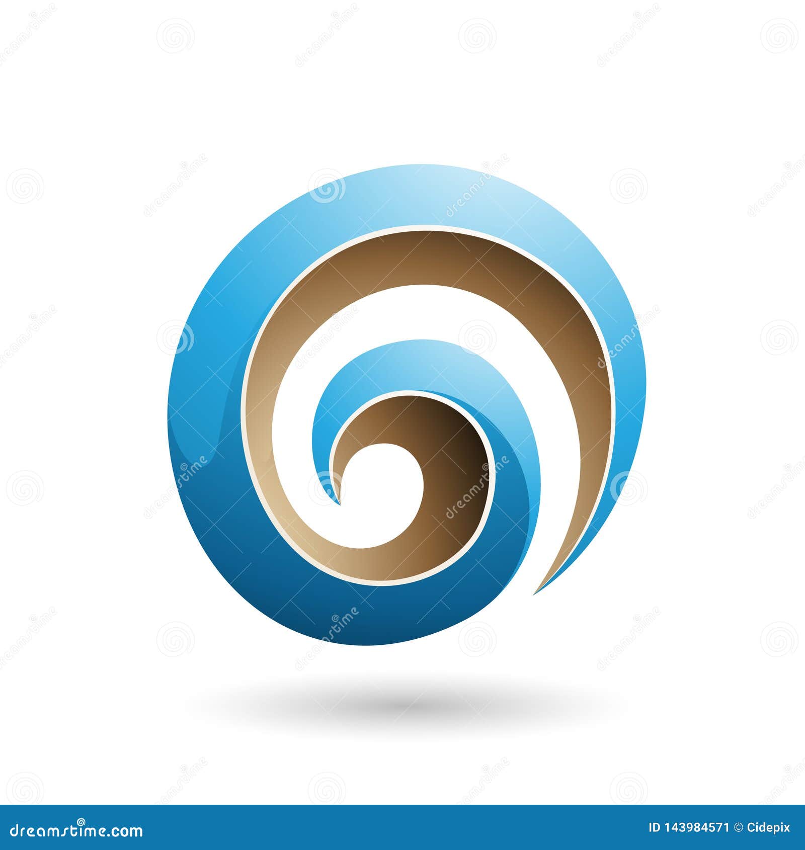 Blue and Beige 3d Glossy Swirl Shape Vector Illustration Stock Vector ...
