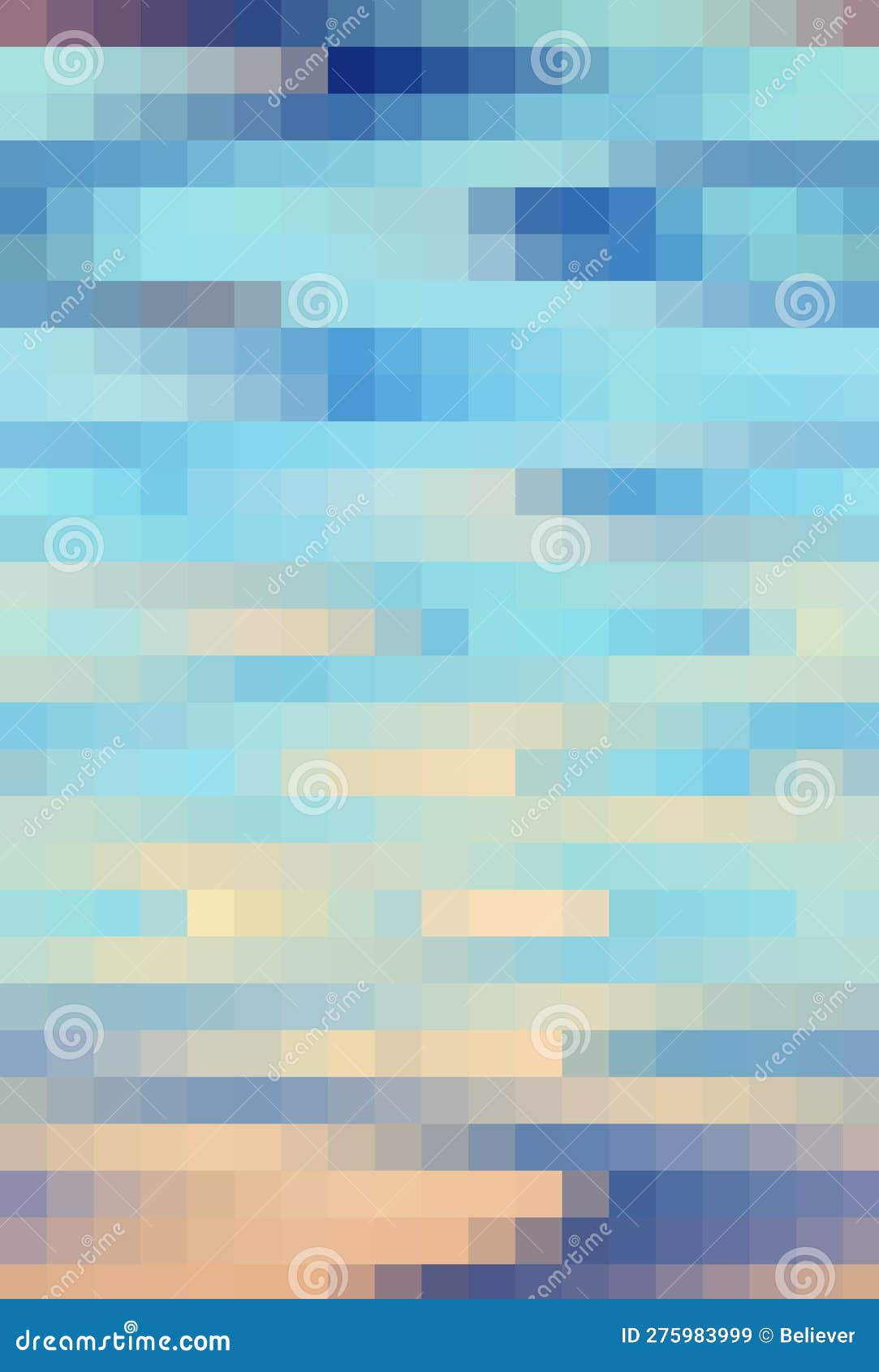 Blue Beige Gradient Background, Small Pixel Mosaic Tile. Vertical Image ...