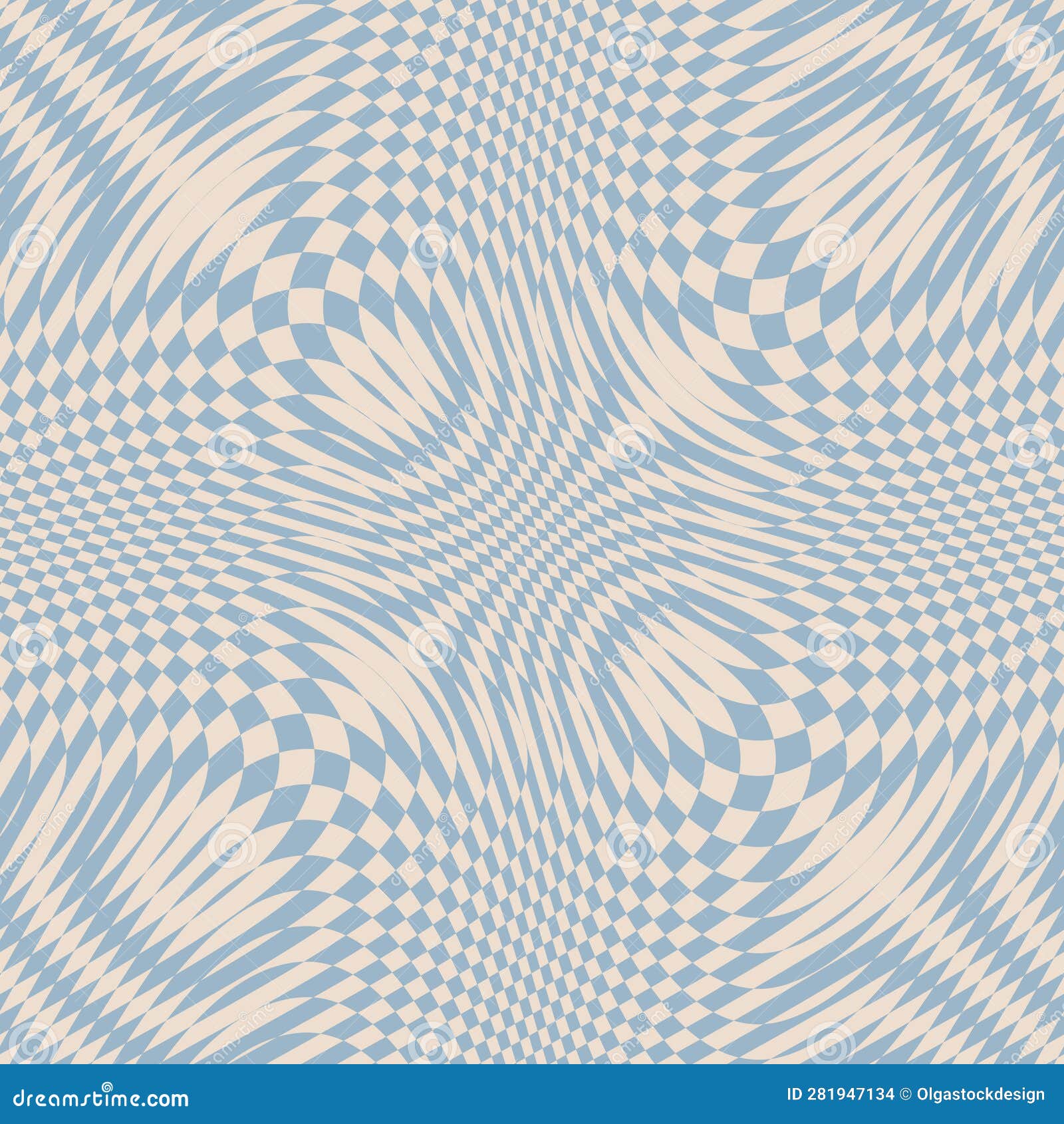 Blue and Beige Psychedelic Vector Seamless Pattern with Distortion Effect Stock Vector ...