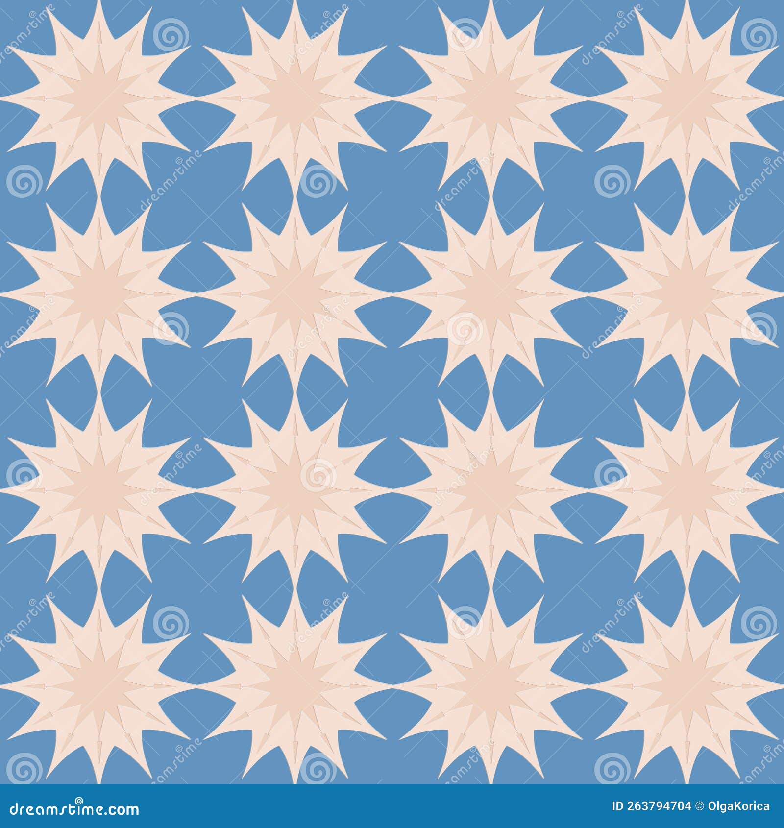 Blue Beige Seamless Pattern, Arabesque Arabic Perforated Embossed ...