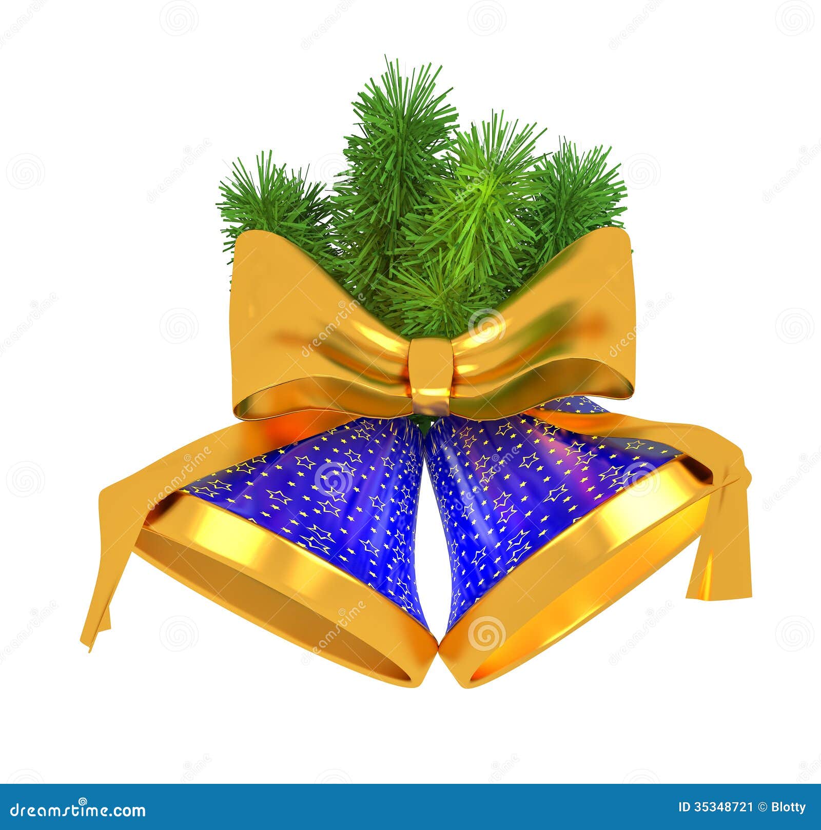 Blue Bells with Christmas Tree Stock Illustration - Illustration of ...