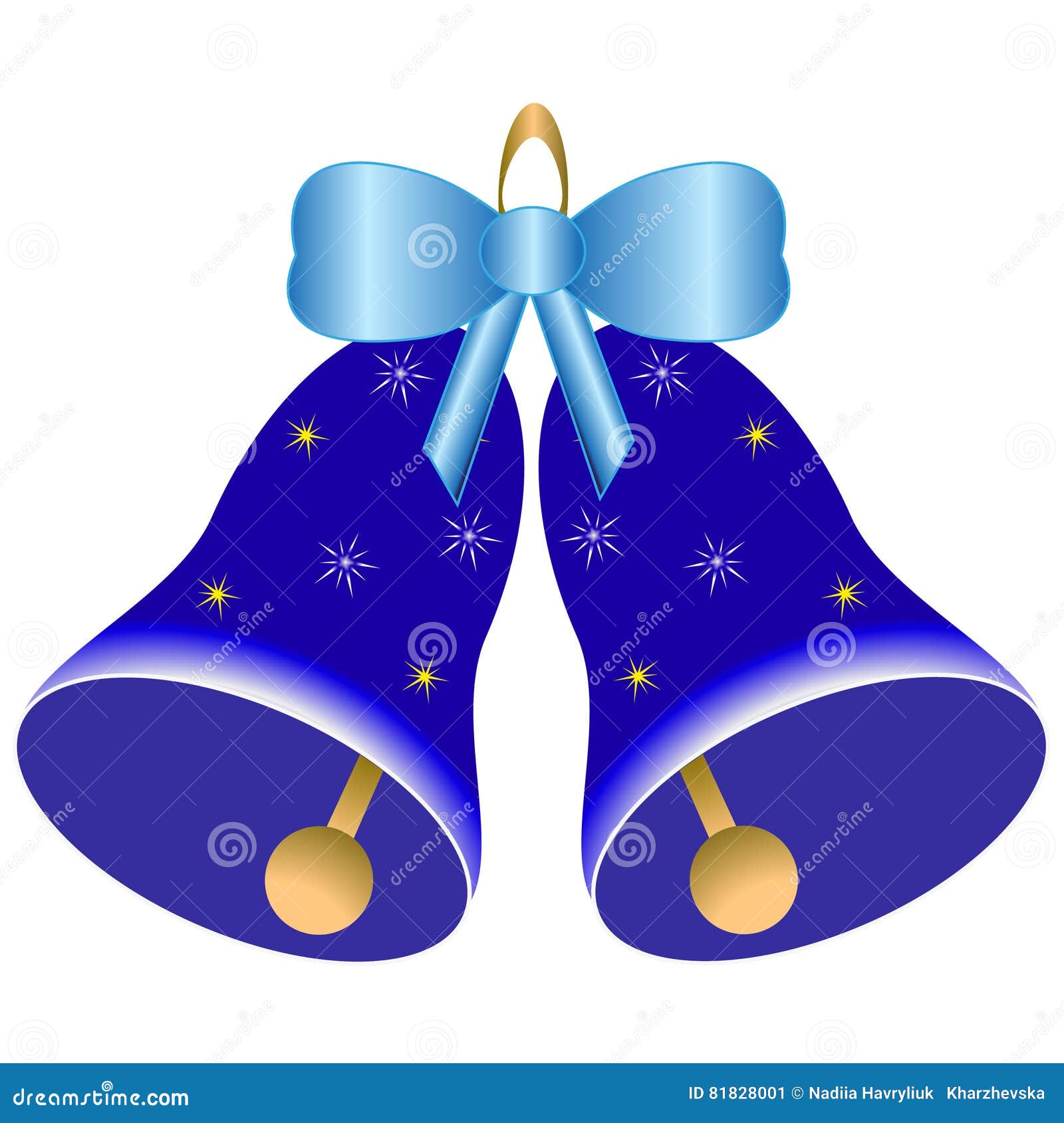 Blue bells with a ribbon. stock vector. Illustration of decorative ...