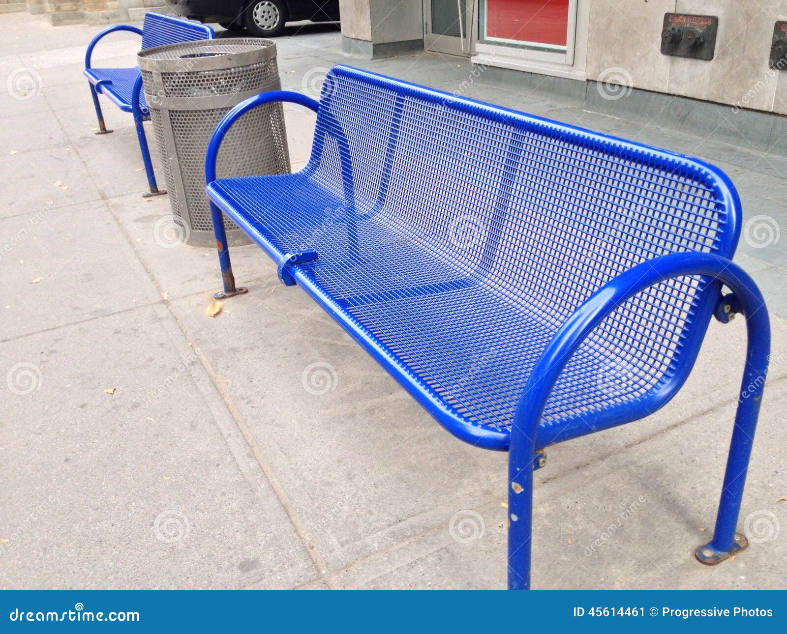 Blue bench stock image. Image of blue, city, stop, bench - 45614461