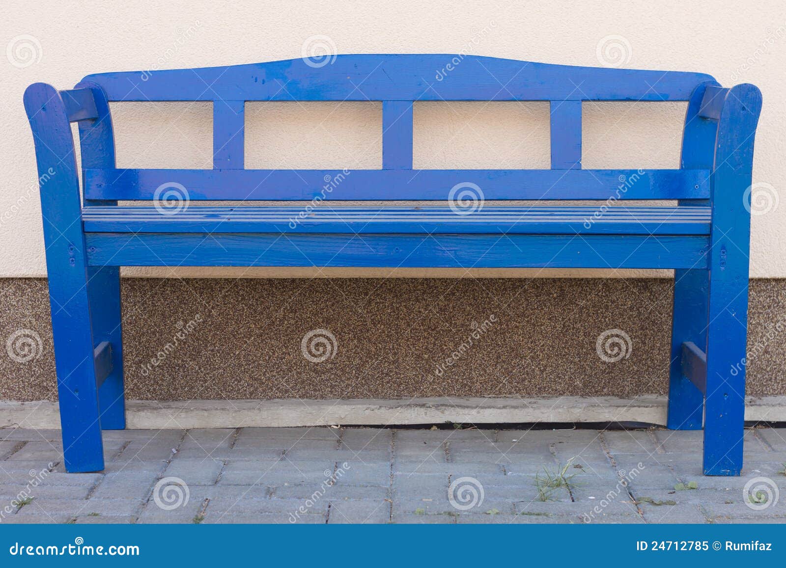 Blue Bench in Front of a House Stock Image - Image of comfort, rest ...