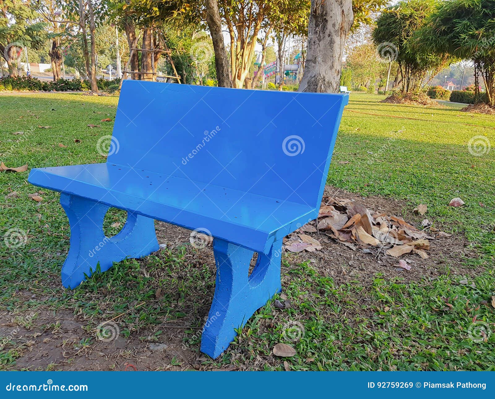 Blue bench stock image. Image of park, light, bench, rest - 92759269