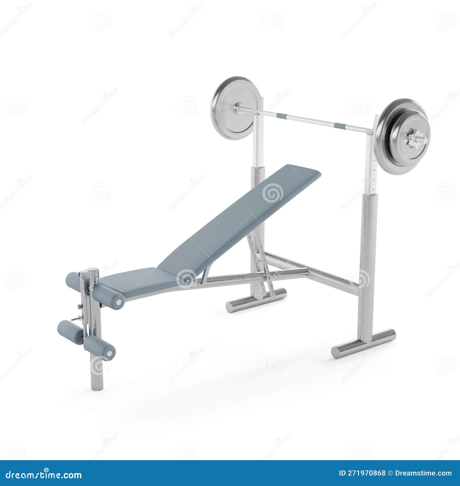A Blue Bench with a Weight Bar and Weights on it, 3d Rendering Stock ...