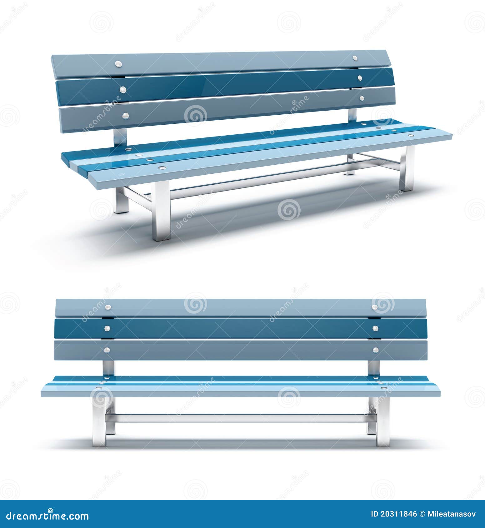 Blue Benches Isolated on White Stock Illustration - Illustration of ...
