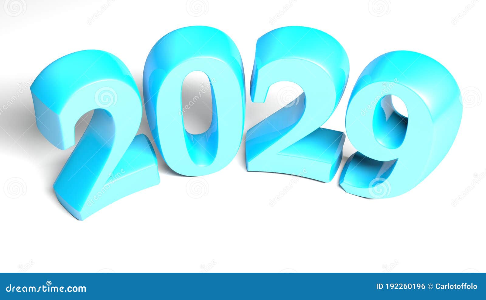 2029 Blue Bent Write Isolated on White Background - 3D Rendering ...