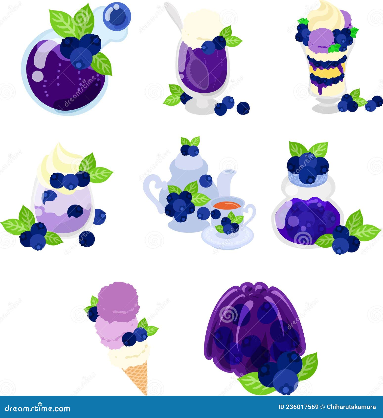 Blueberry Parfait Label Vector Illustration | CartoonDealer.com #88809150