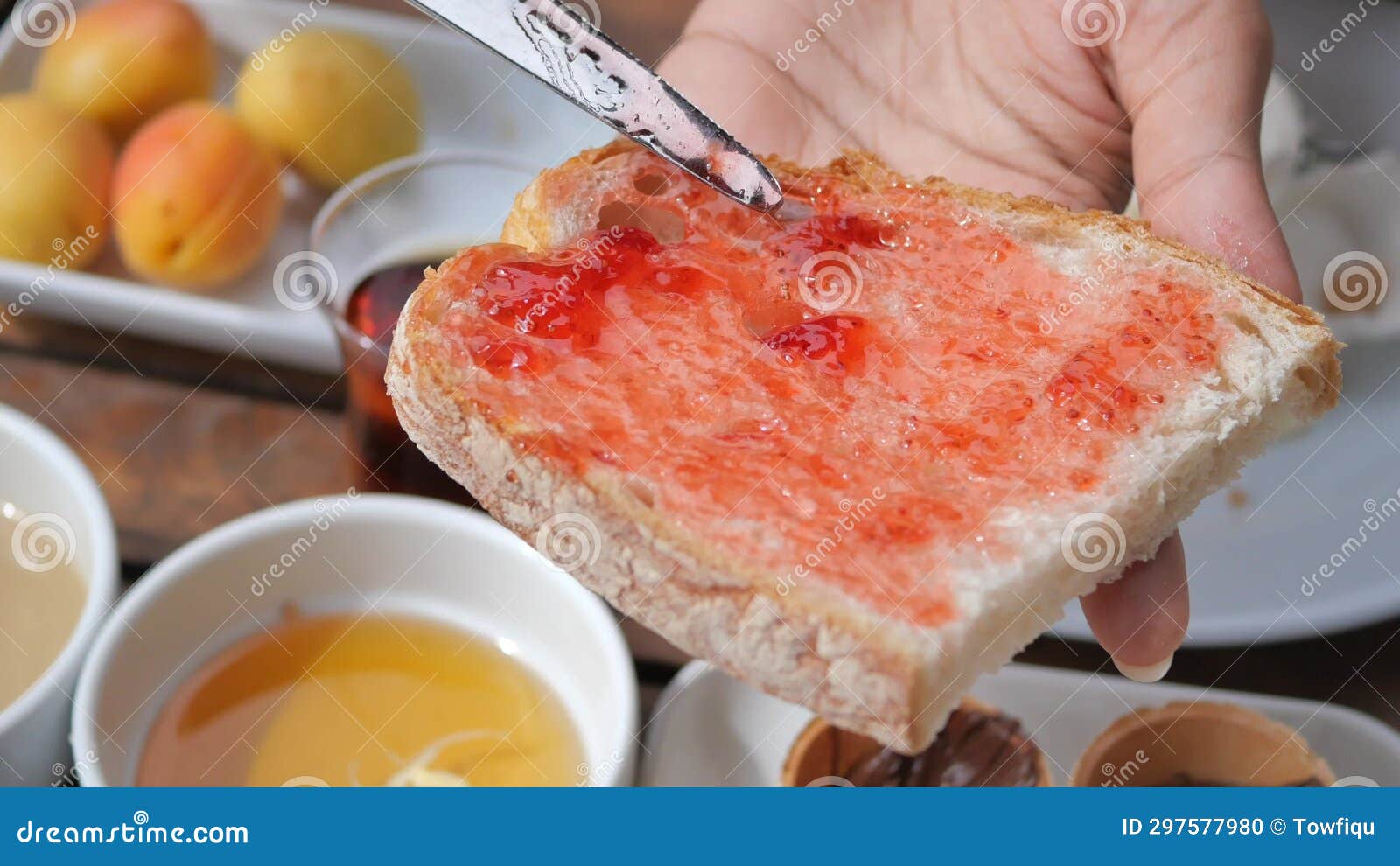 Blue Berry Jam on Spreads on a Bread on Break Fast Table, Stock Footage ...