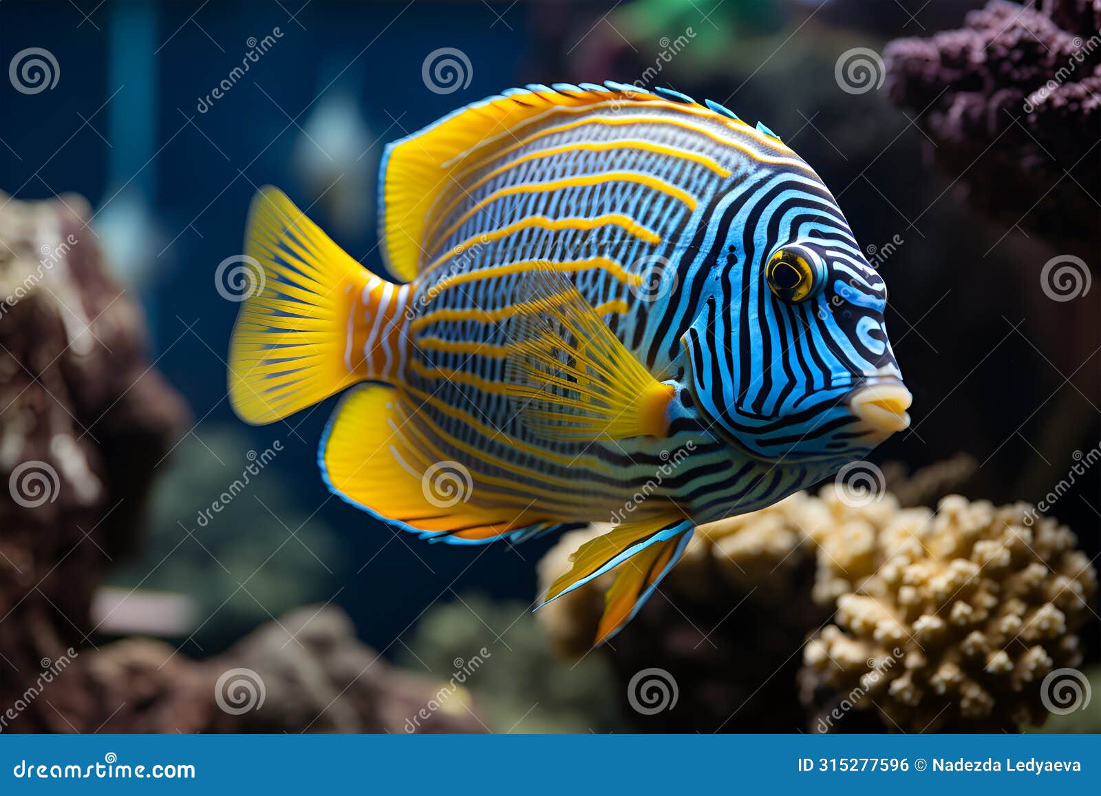 Blue Beta Fish with Black Background. Stock Illustration - Illustration ...
