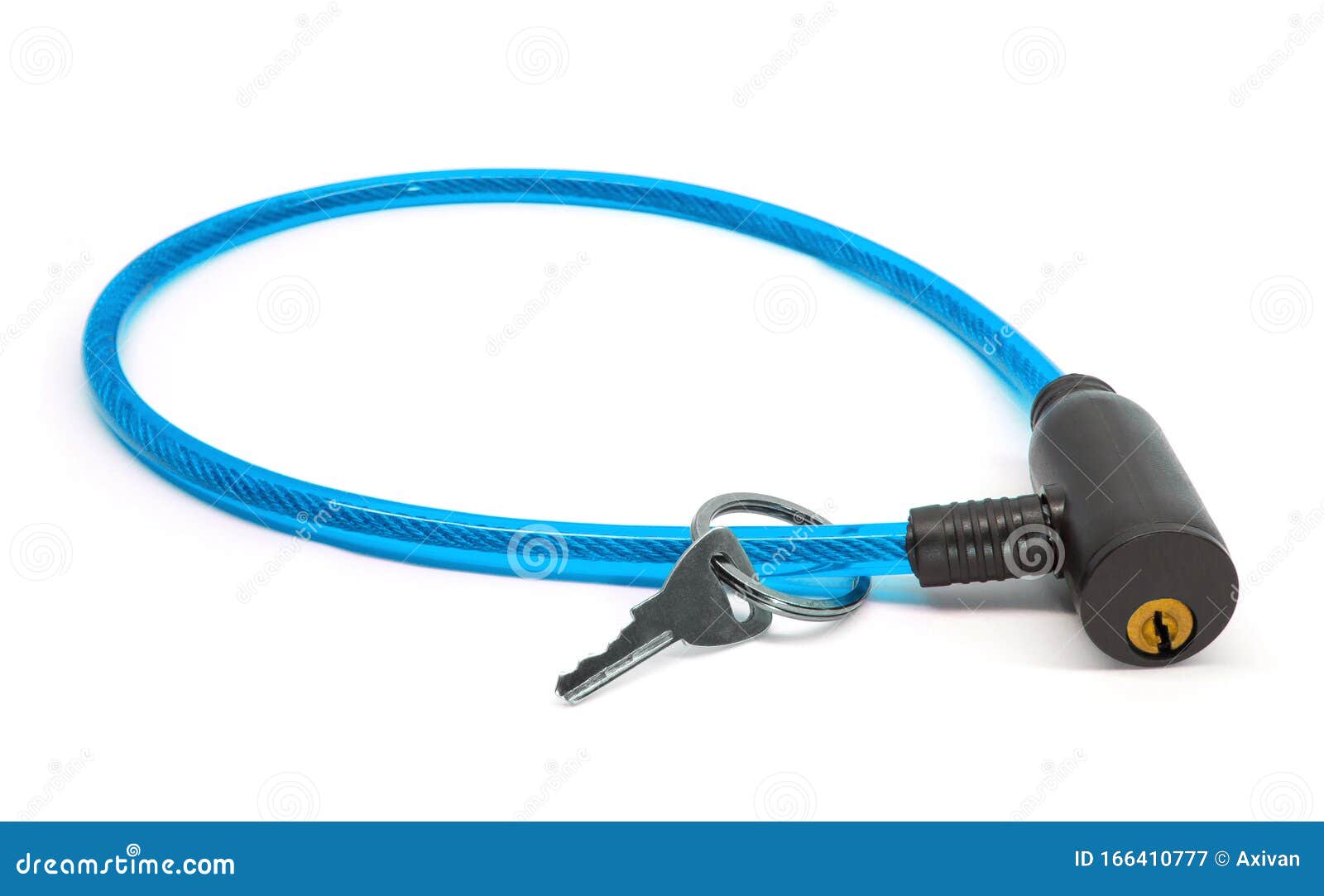Blue Bicycle Lock For Bike With Key Isolated On White Background Stock ...