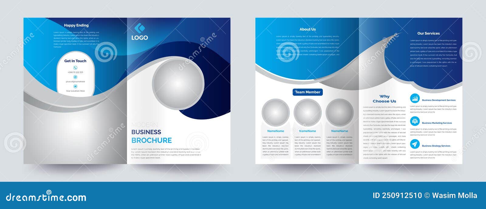 Blue Bifold Corporate Brochure Design Template Adept For Multipurpose ...