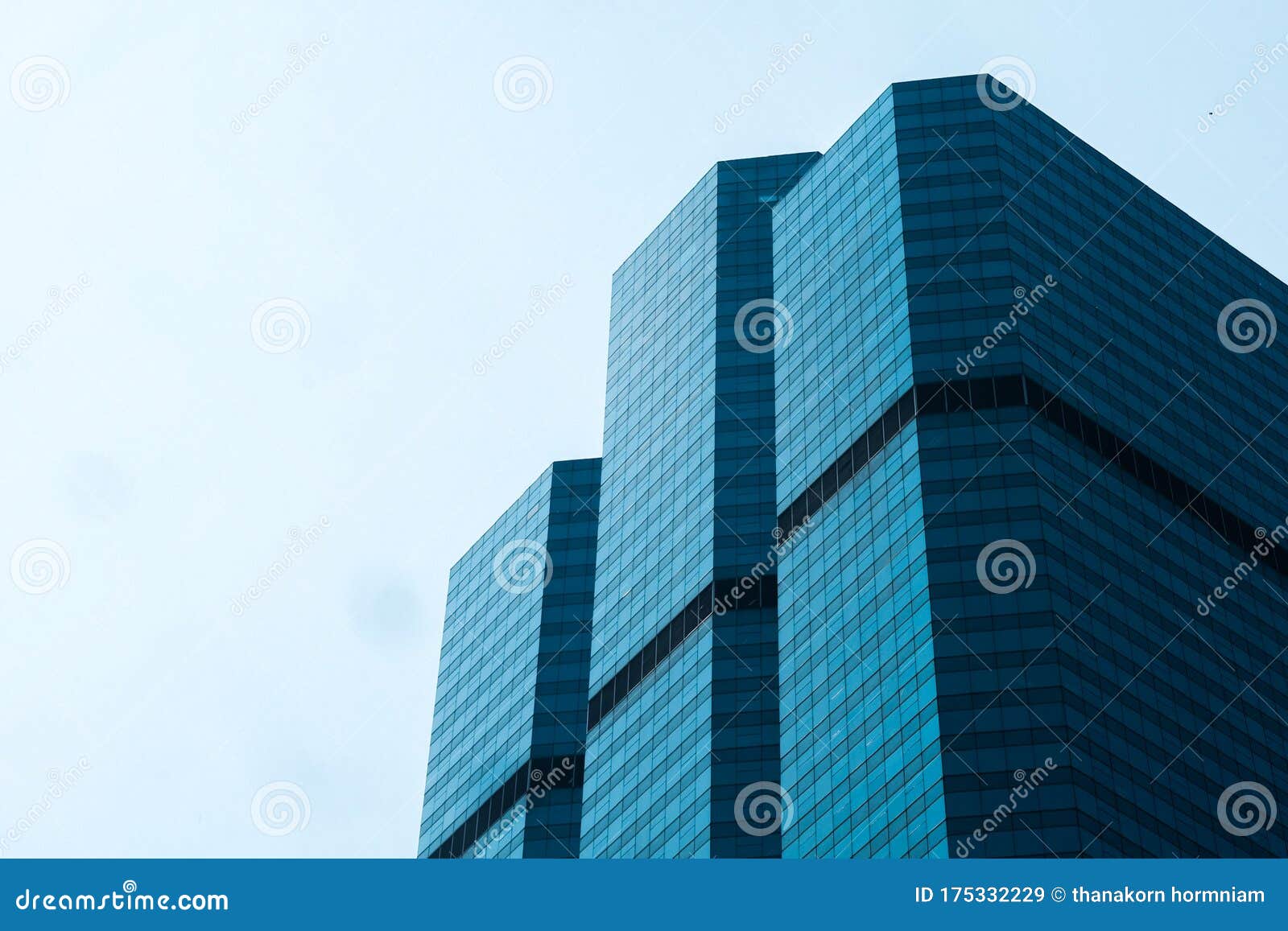 Blue Big Building in the City Stock Image - Image of tower, office ...