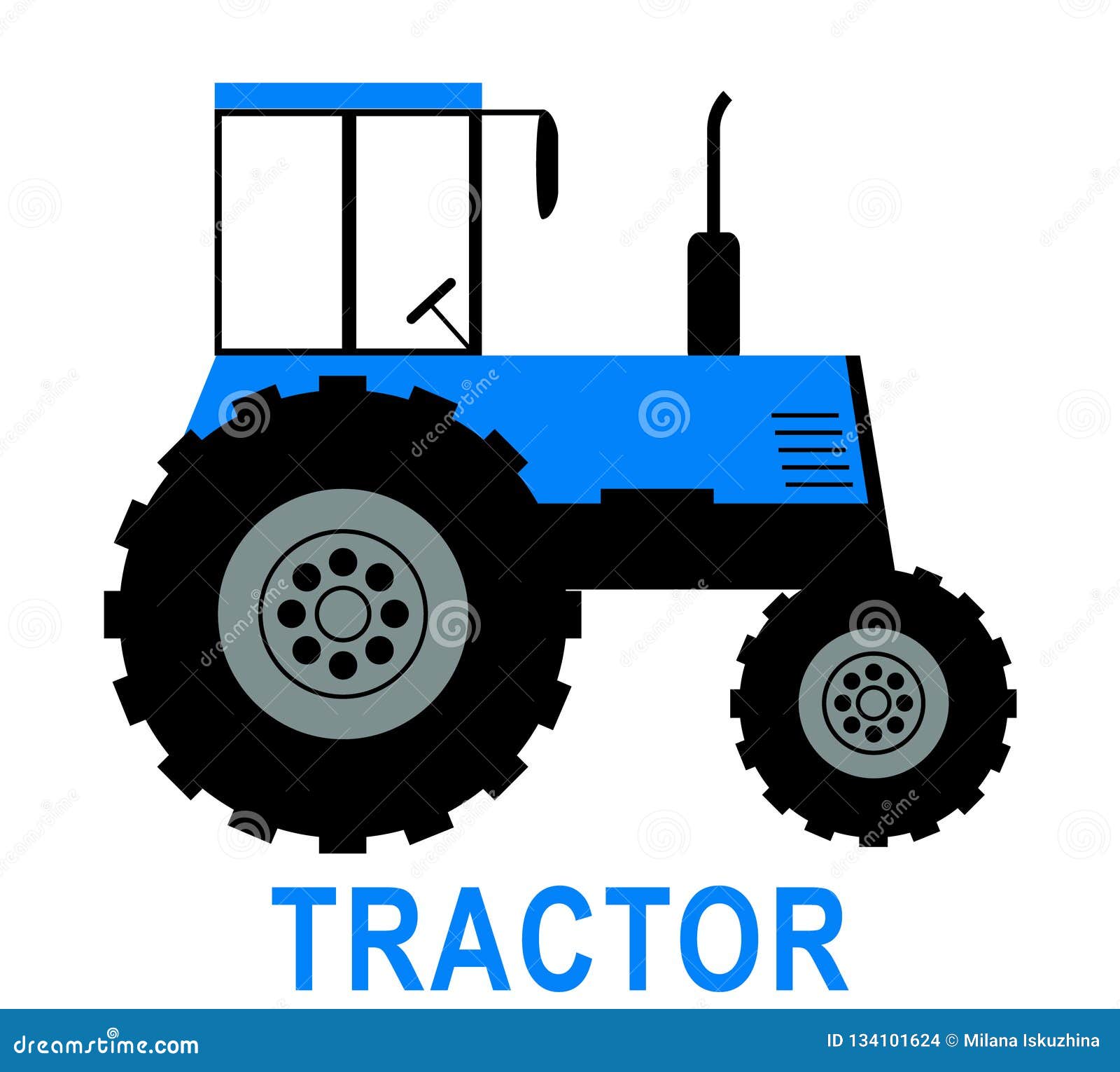BLUE Big Tractor Illustration Vector Stock Vector - Illustration of ...