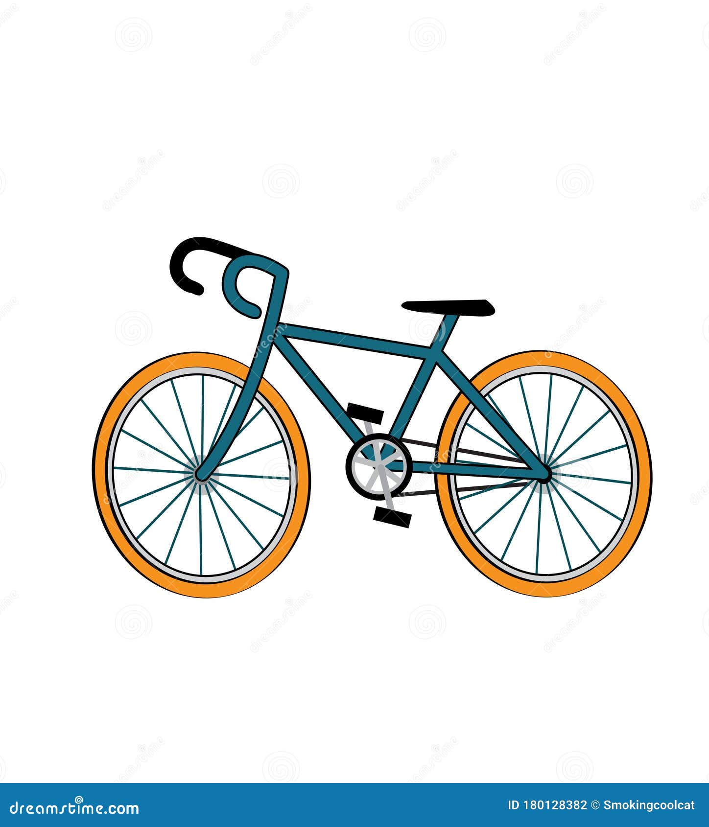 Blue Bike with Orange Wheels Stock Illustration - Illustration of ...