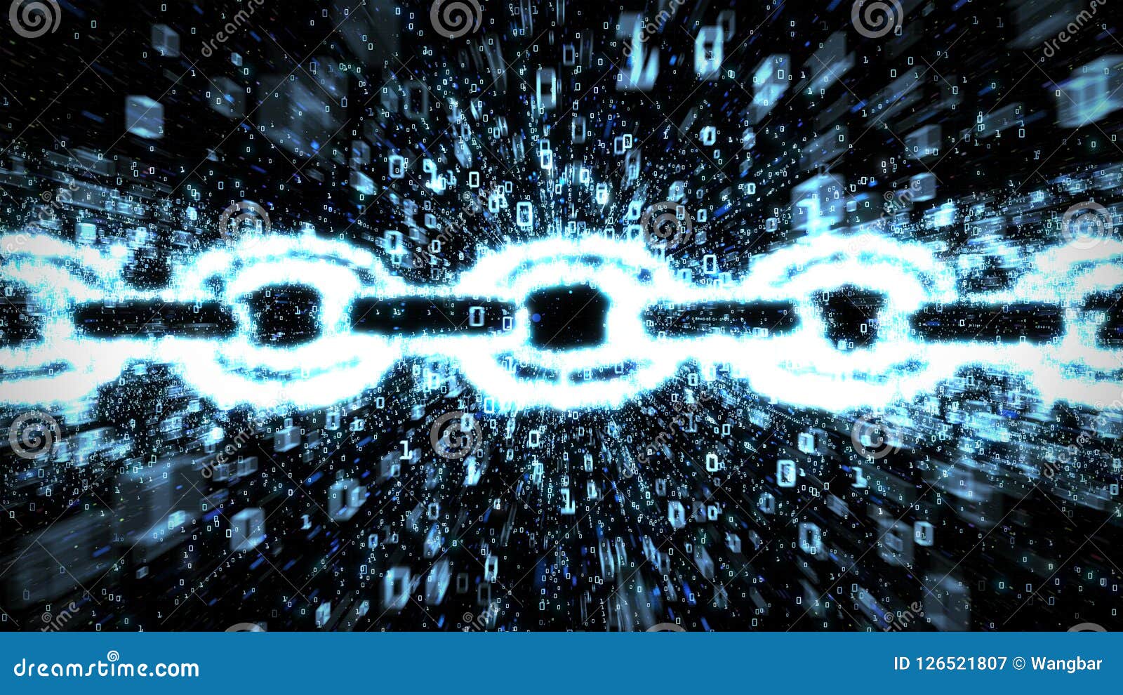 Blue Blockchain Binary Explosion Stock Illustration - Illustration of ...